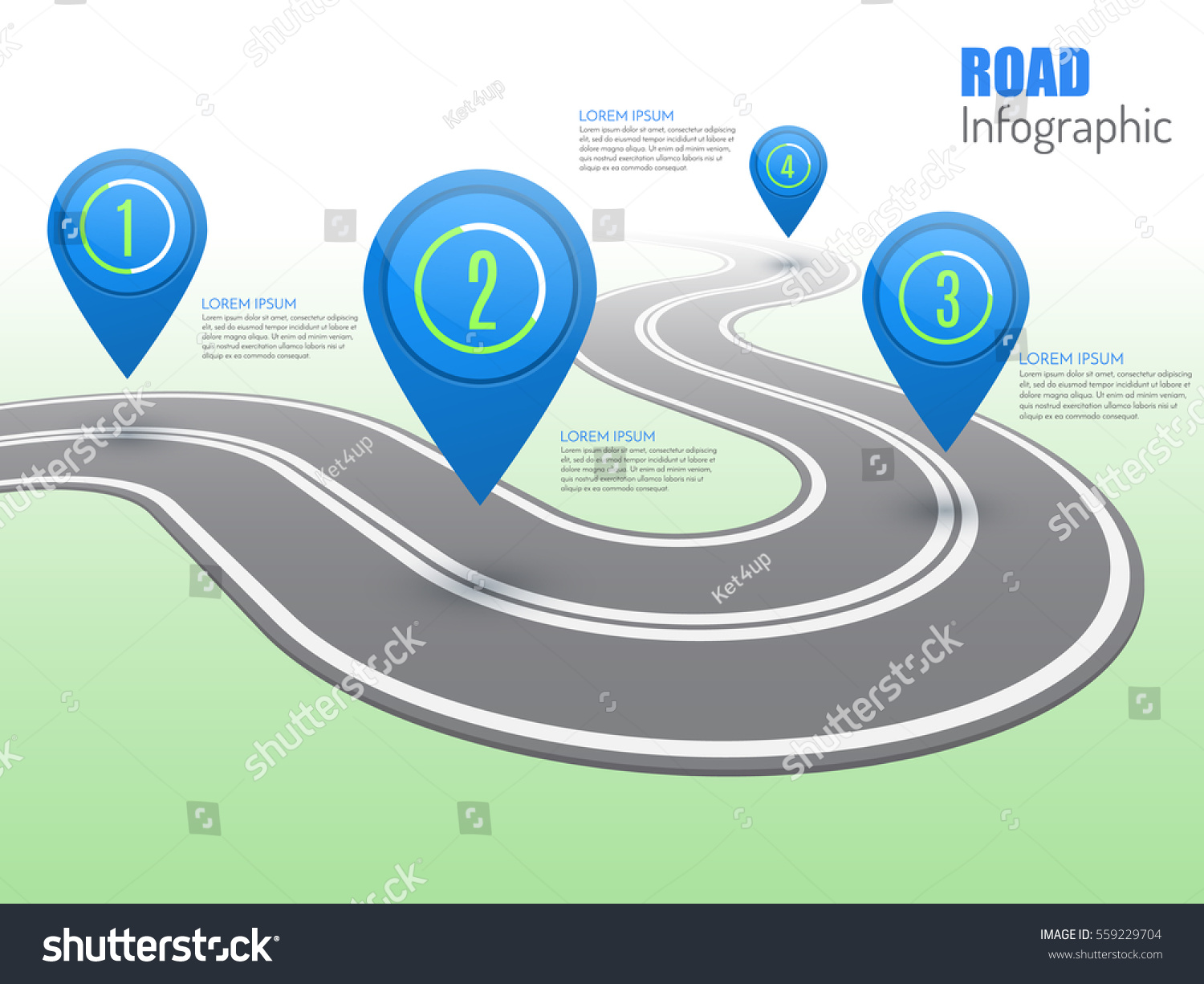 Road Infographic Blue Pointers Vector Illustration Stock Vector ...