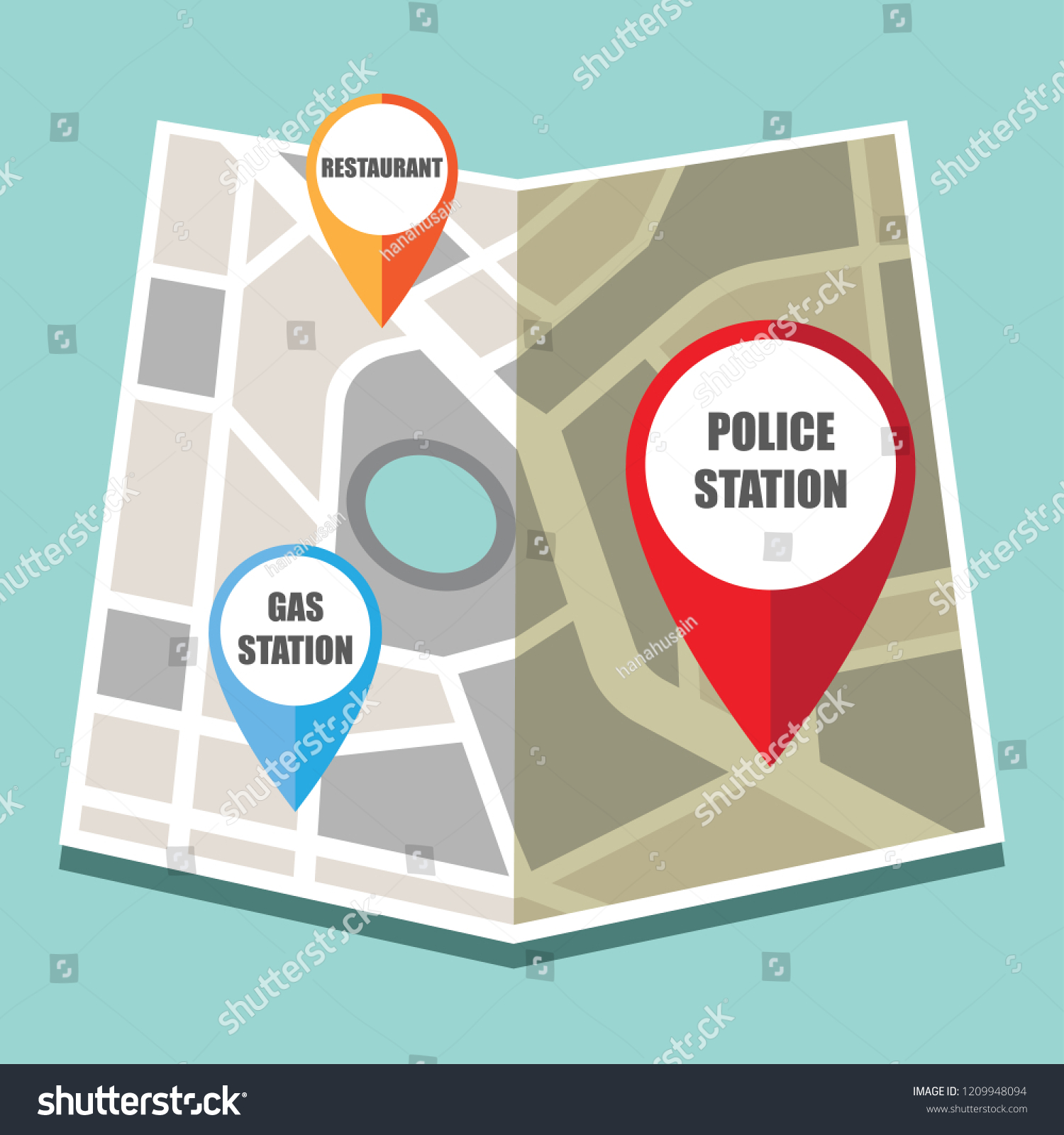 Road Map Direction Colorful Pin Pointer Stock Vector (Royalty Free ...