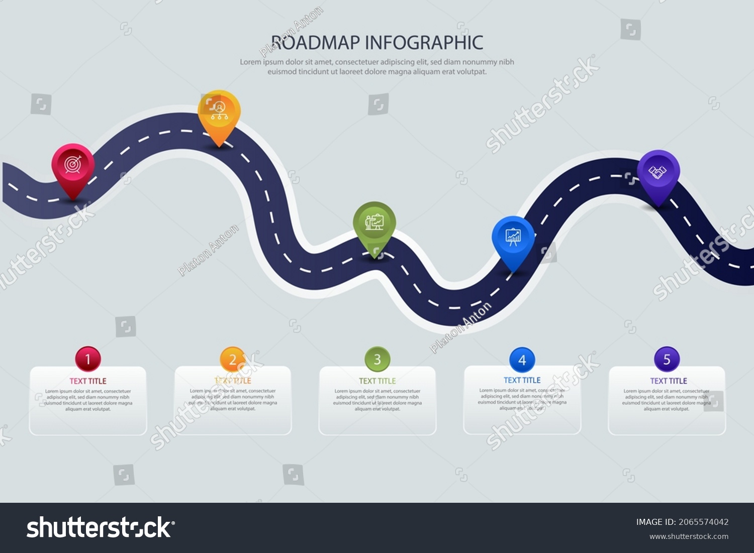 Road Map Infographic Creative Plan Design Stock Vector (Royalty Free ...
