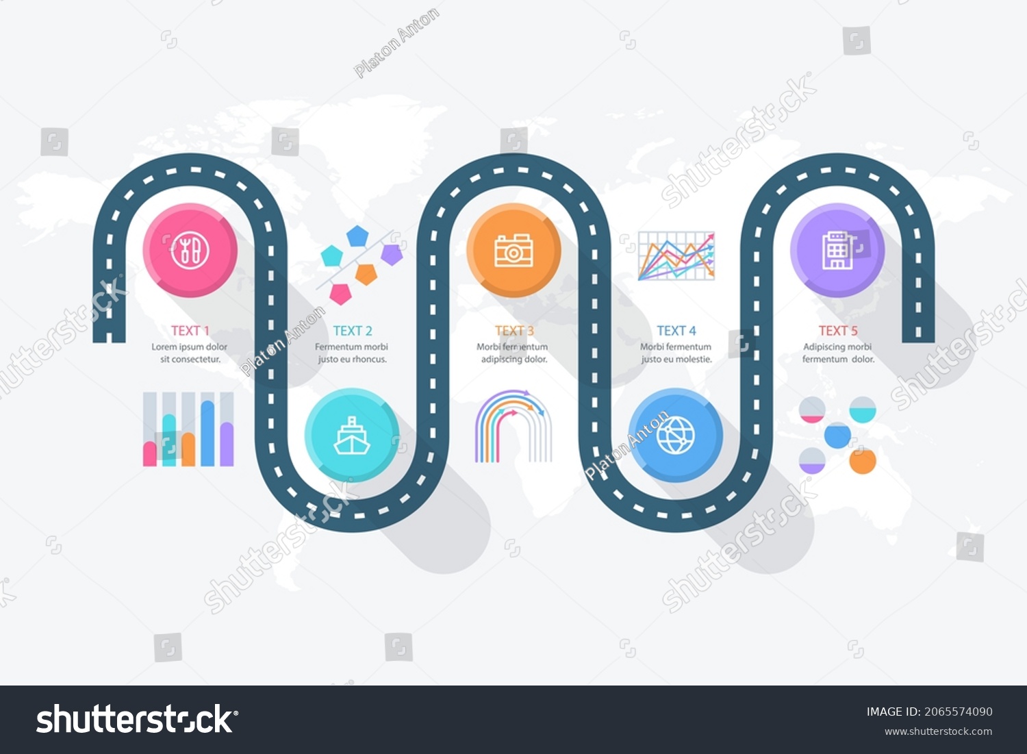 Road Map Infographic Creative Plan Design Stock Vector (Royalty Free ...