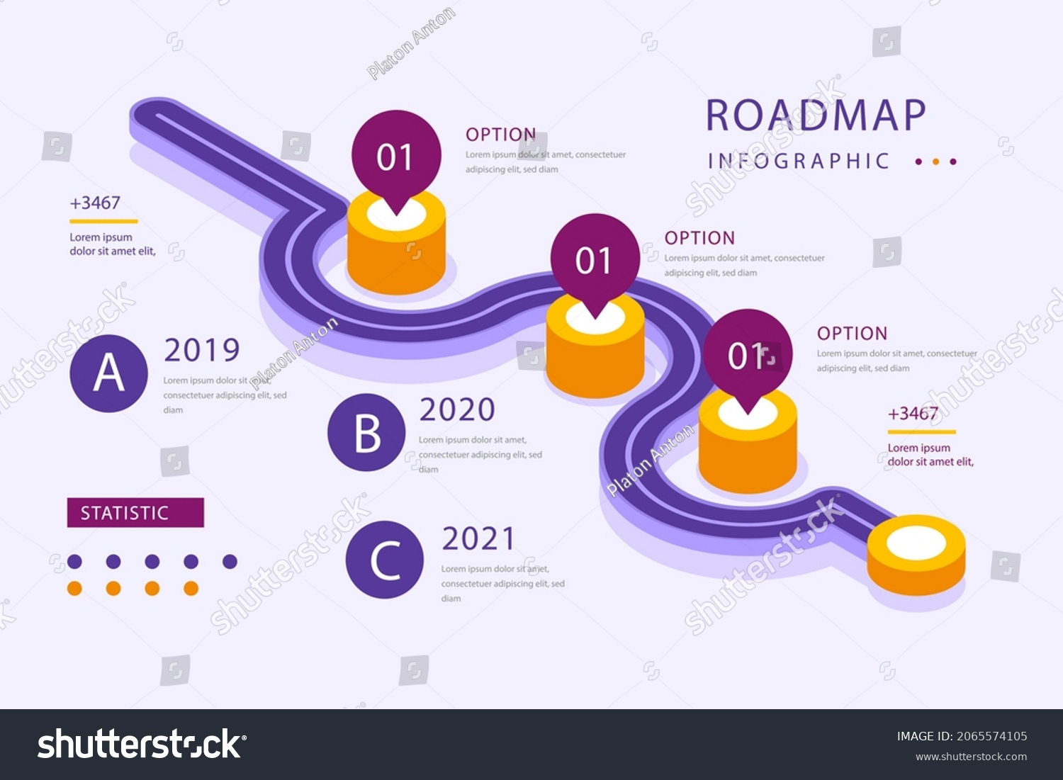 Road Map Infographic Creative Plan Design Stock Vector (Royalty Free ...