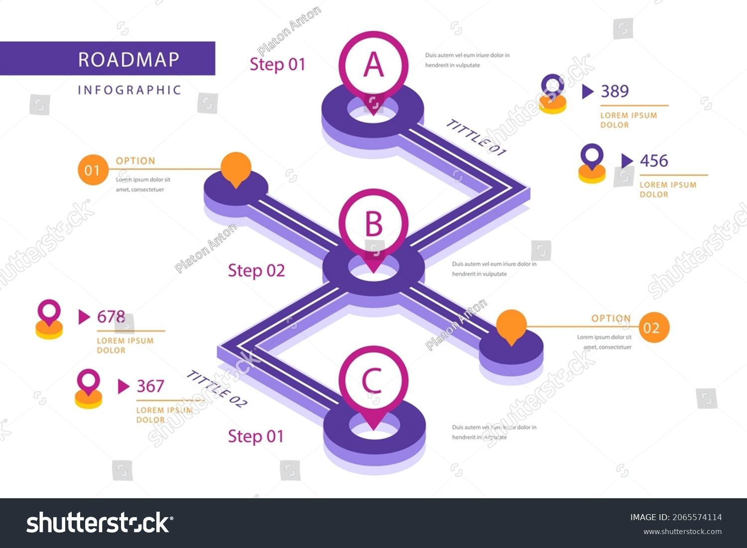 Road Map Infographic Creative Plan Design Stock Vector (Royalty Free ...