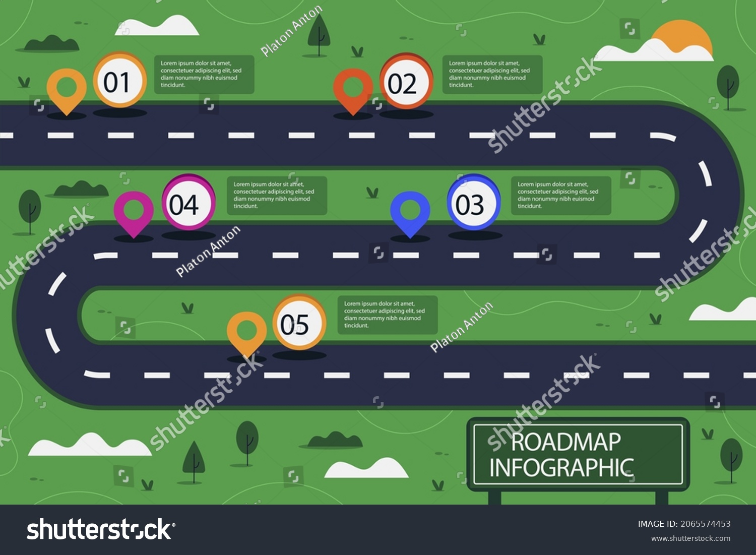 Infografía de la hoja de ruta.: vector de stock (libre de regalías ...