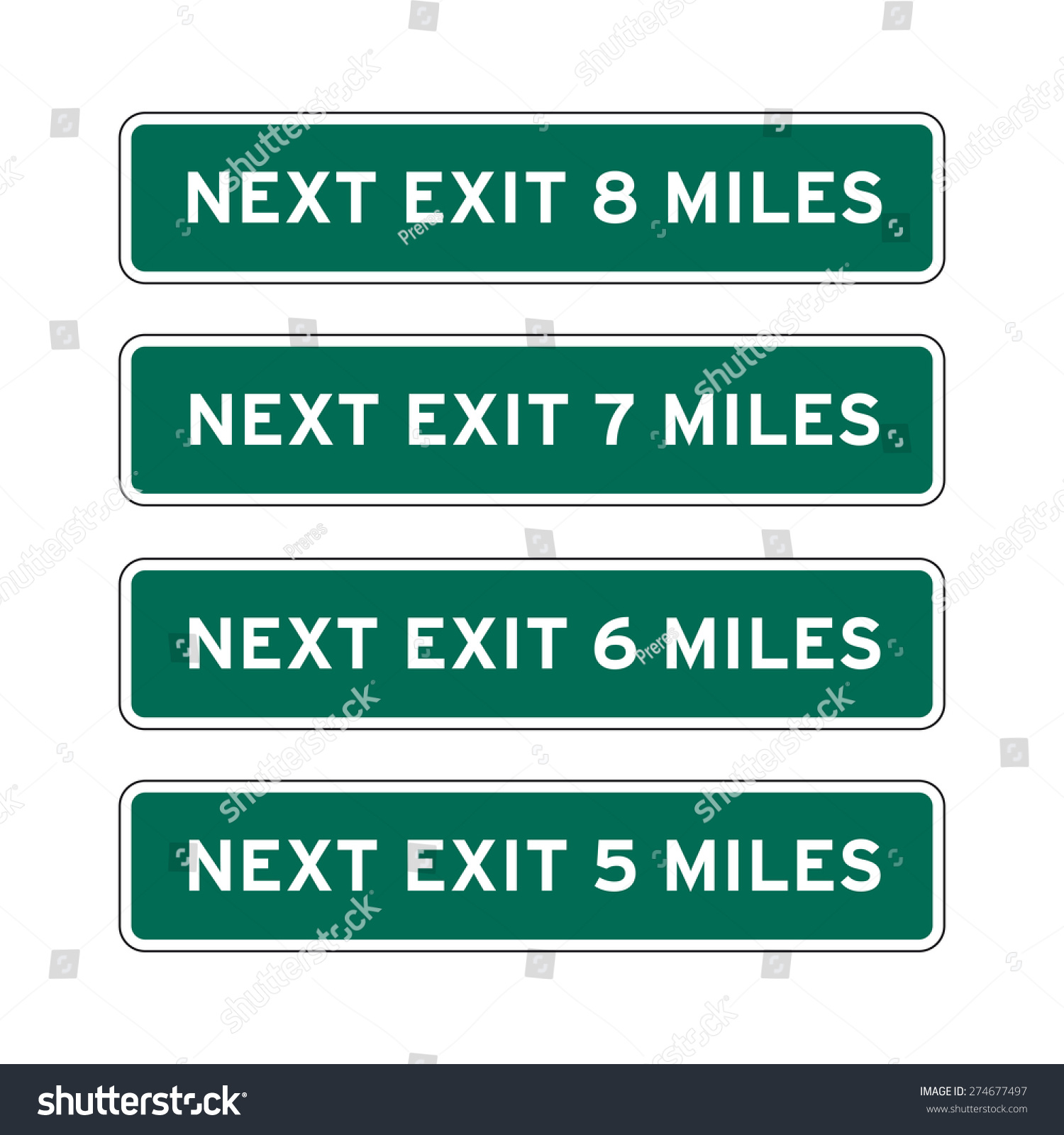 Road Next Exit Sign Vector Set Stock Vector (Royalty Free) 274677497 ...