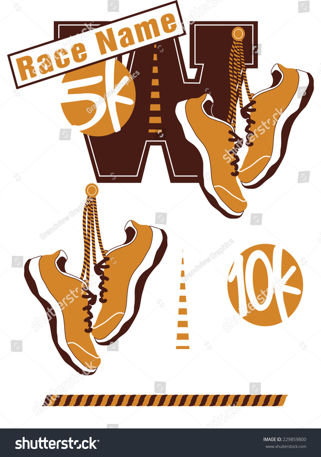 Road Race Logo Elements Including Sneakers Stock Vector (Royalty Free ...