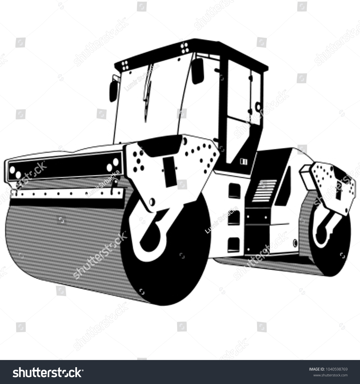 Road Roller Vector Black White Stock Vector (Royalty Free) 1040598769