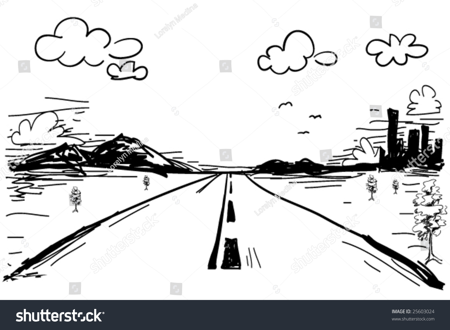 Road Scene Doodles Vector Stock Vector (Royalty Free) 25603024 ...