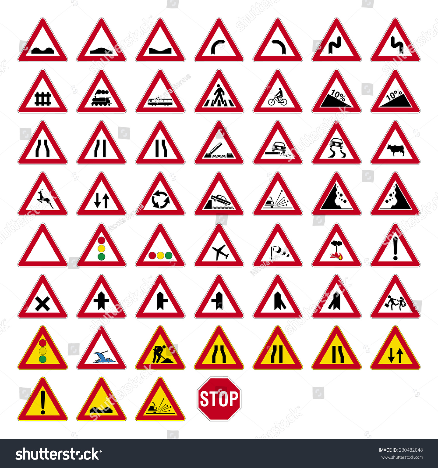 Road Sign Set 66 Stock Vector 230482048 - Shutterstock