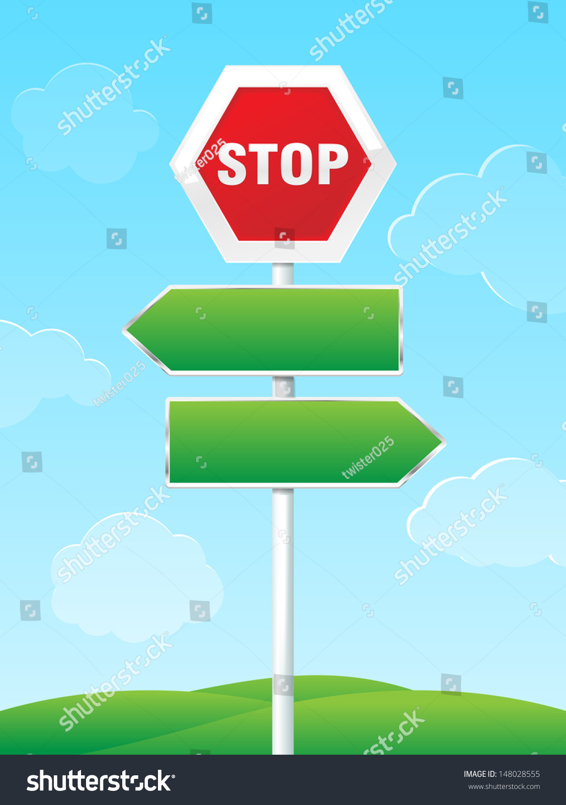 Road Sign Empty Direction Arrows Stock Vector (Royalty Free) 148028555