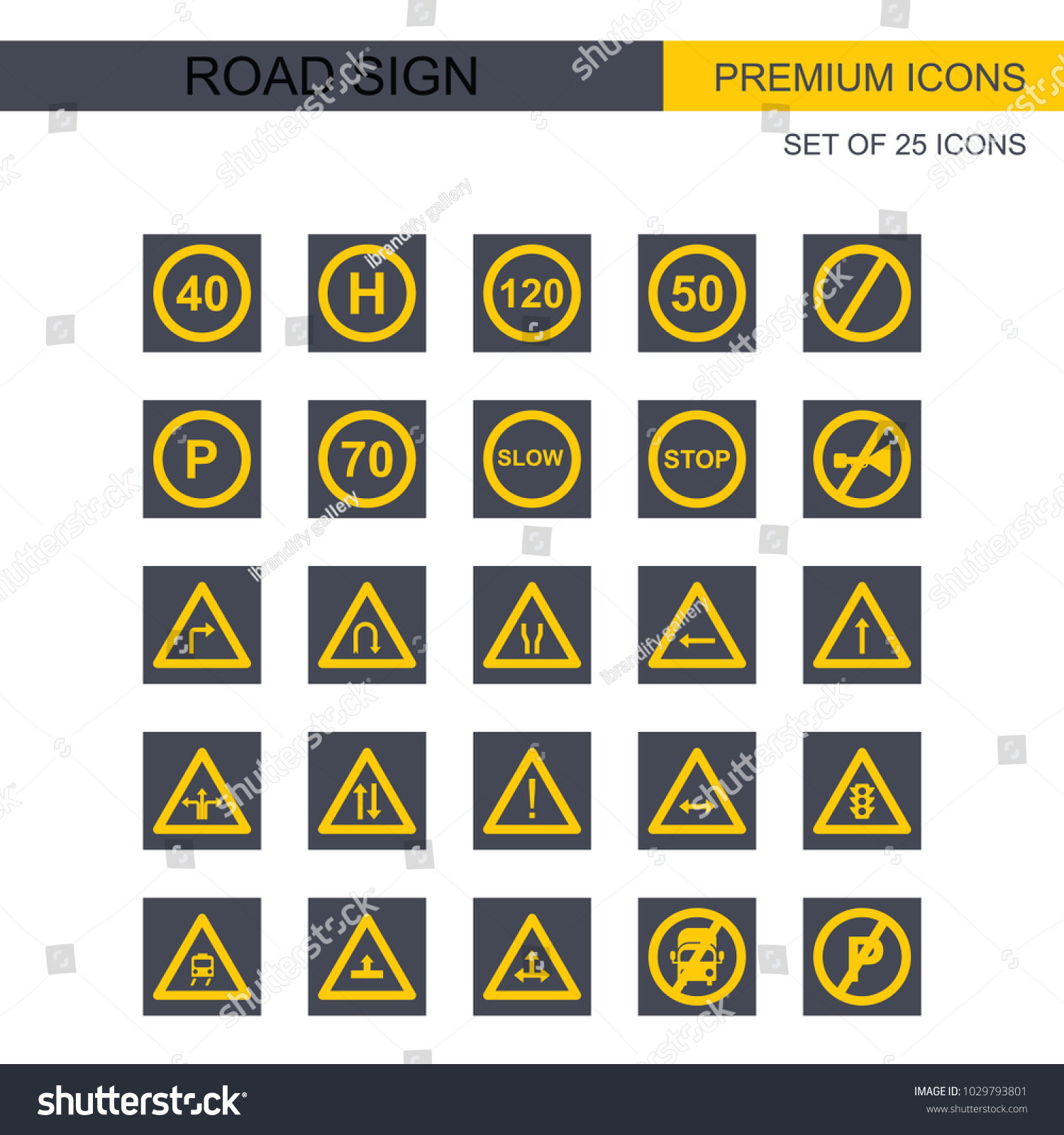 Road Signs Icons Set Vector Stock Vector (Royalty Free) 1029793801