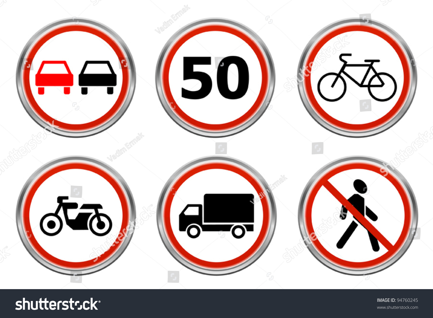 Road Signs Set 6 Stock Vector (Royalty Free) 94760245 | Shutterstock