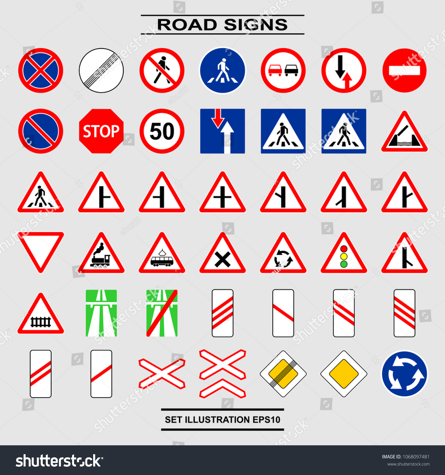 Road Signs Vector Stock Vector (Royalty Free) 1068097481 | Shutterstock
