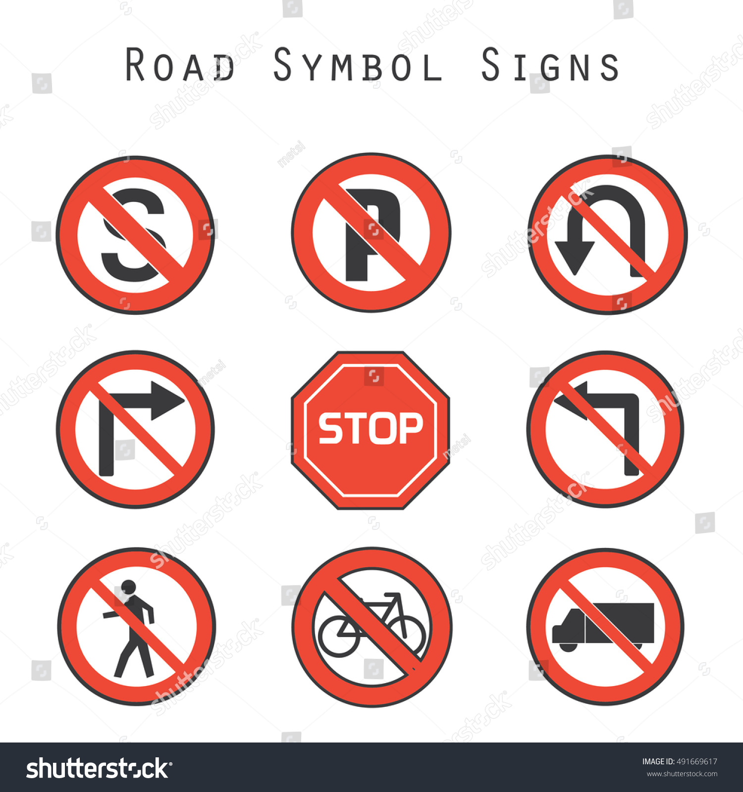 Road Symbol Signs Vector Stock Vector (Royalty Free) 491669617