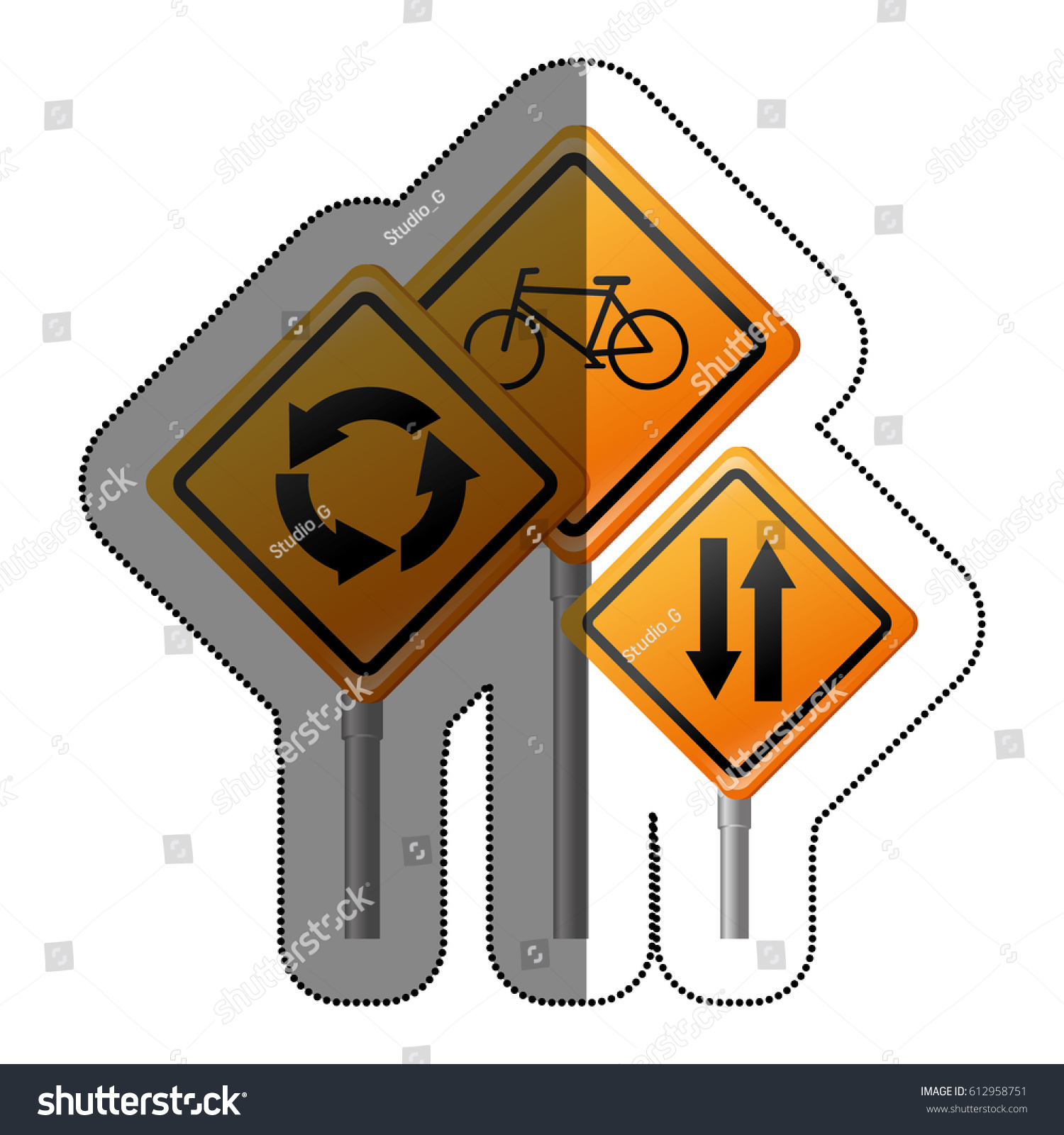 Road Traffic Signals Set Stock Vector (Royalty Free) 612958751 ...