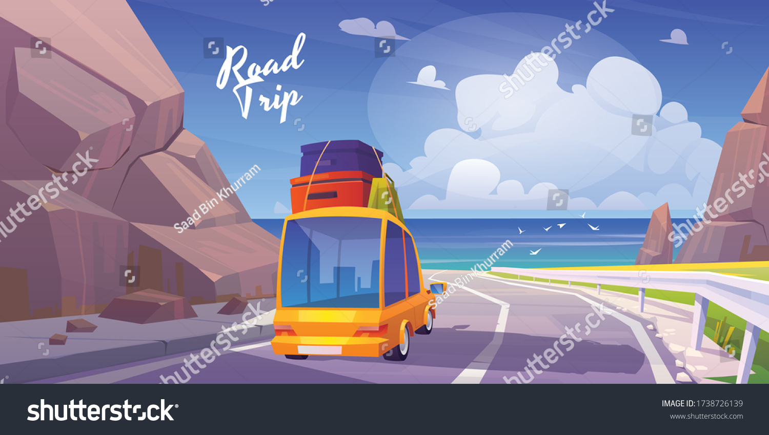 Road Trip Summer Vacation Holidays Vector Stock Vector (Royalty Free ...