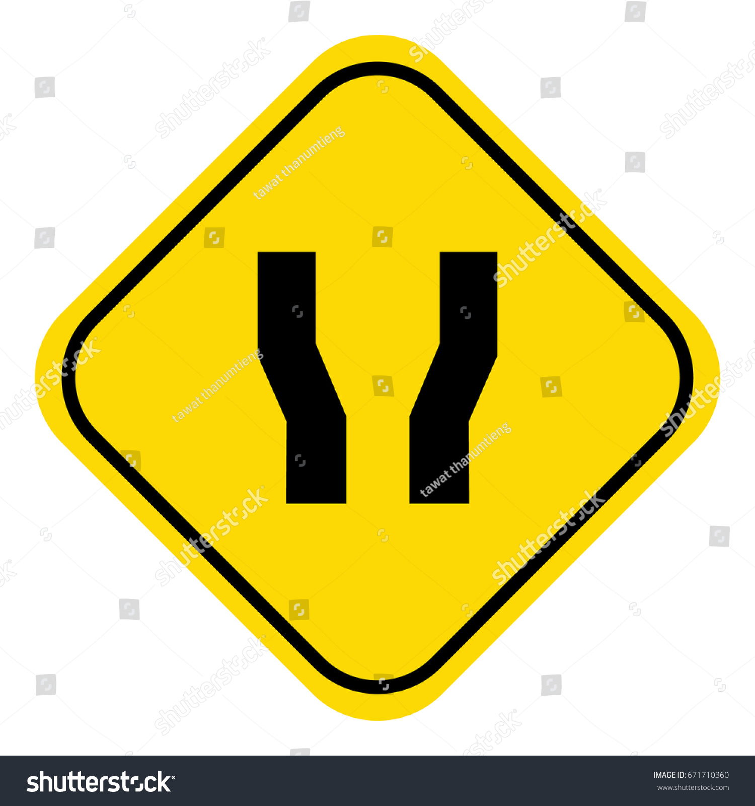 Road Warning Sign Road Widens Stock Vector (Royalty Free) 671710360 ... Road Warning Sign Road Widens Stock Vector (Royalty Free) 671710360 ...