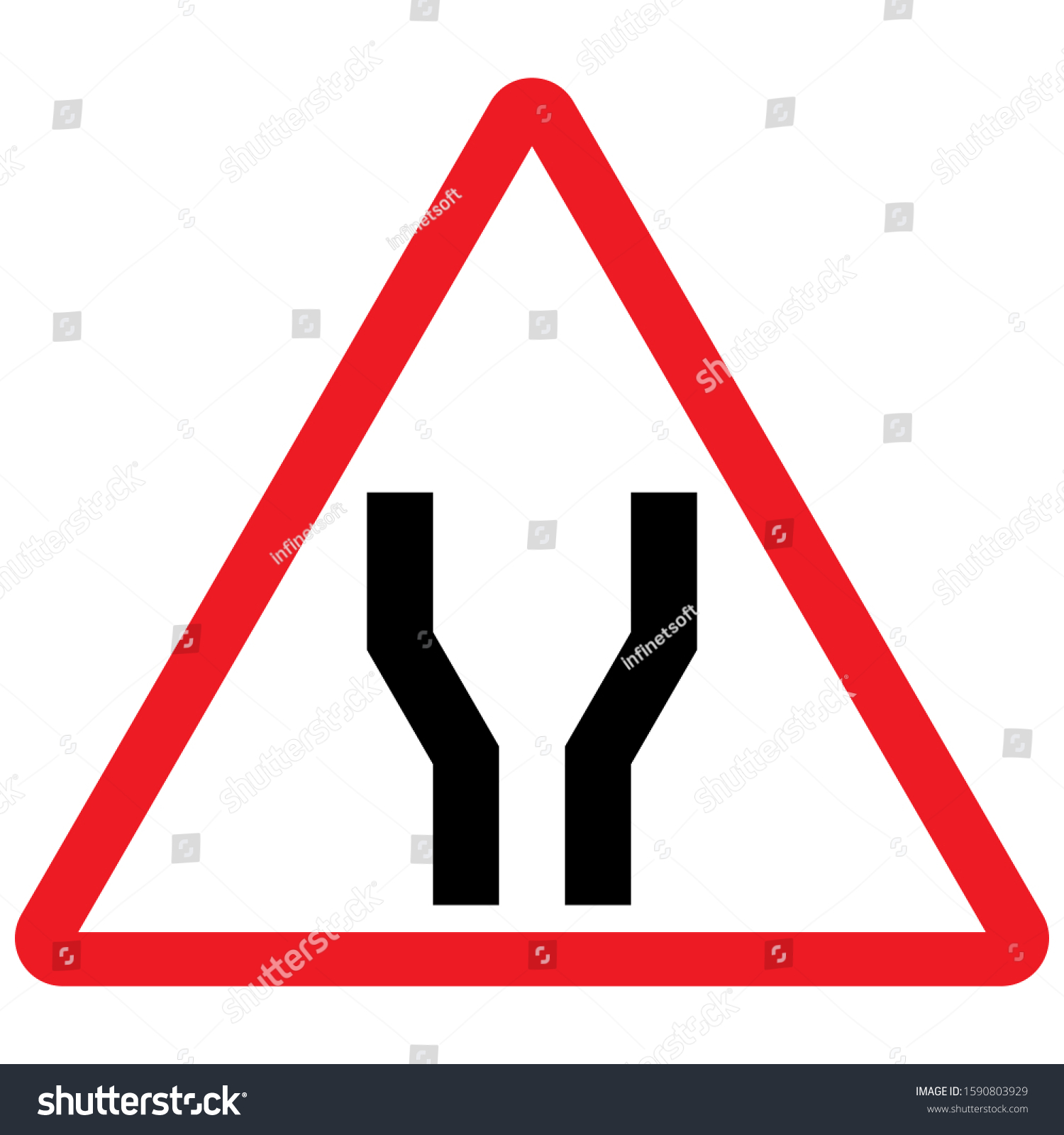 Road Widens Ahead Traffic Sign Vector: vector de stock (libre de ... Road Widens Ahead Traffic Sign Vector: vector de stock (libre de ...