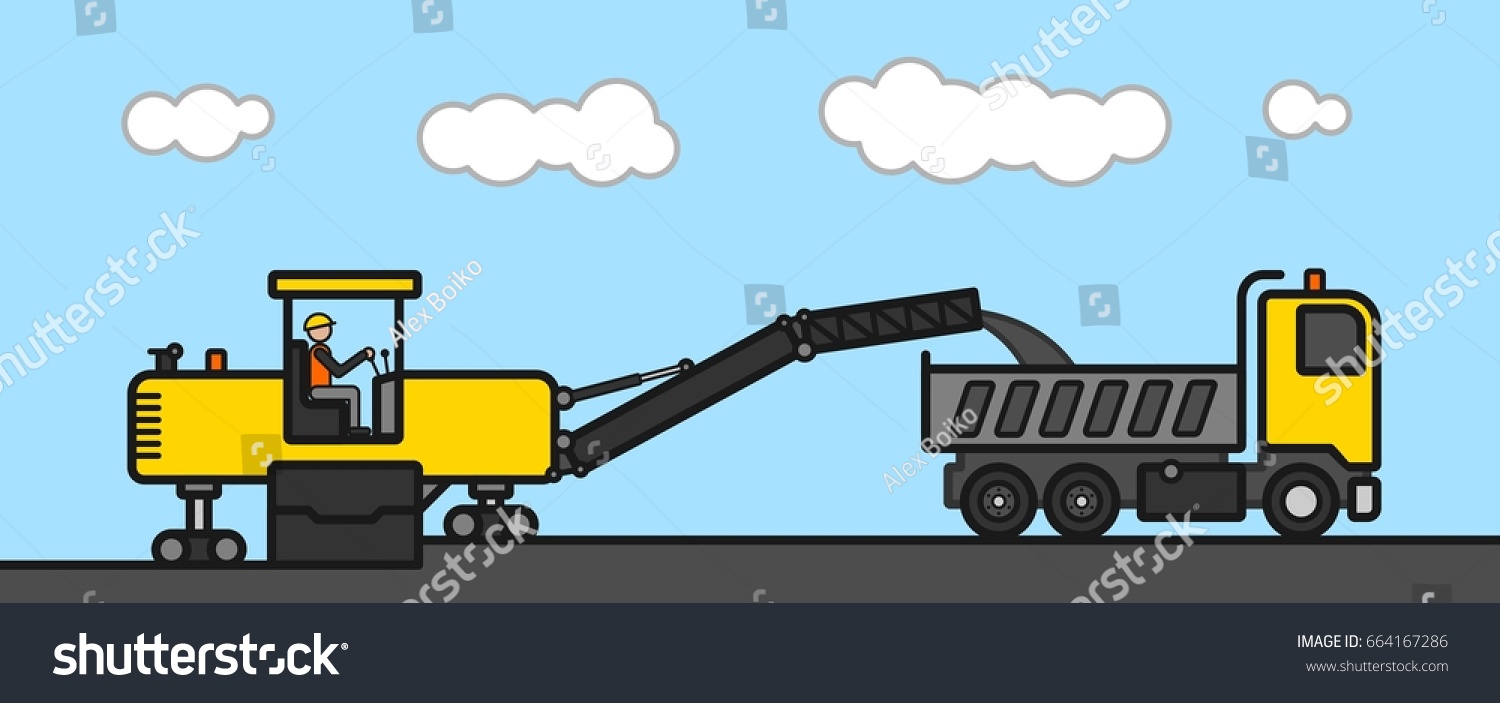 Road Works Road Milling Machine Vector Stock Vector (Royalty Free ...