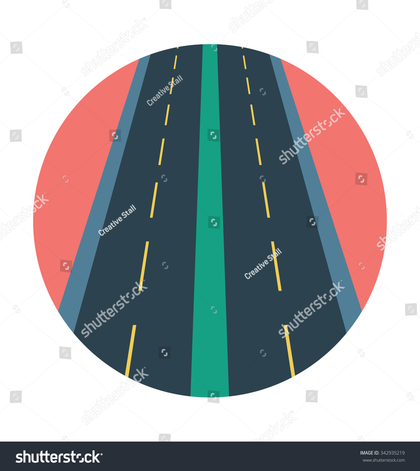Roadway Colored Vector Illustration Stock Vector (Royalty Free) 342935219
