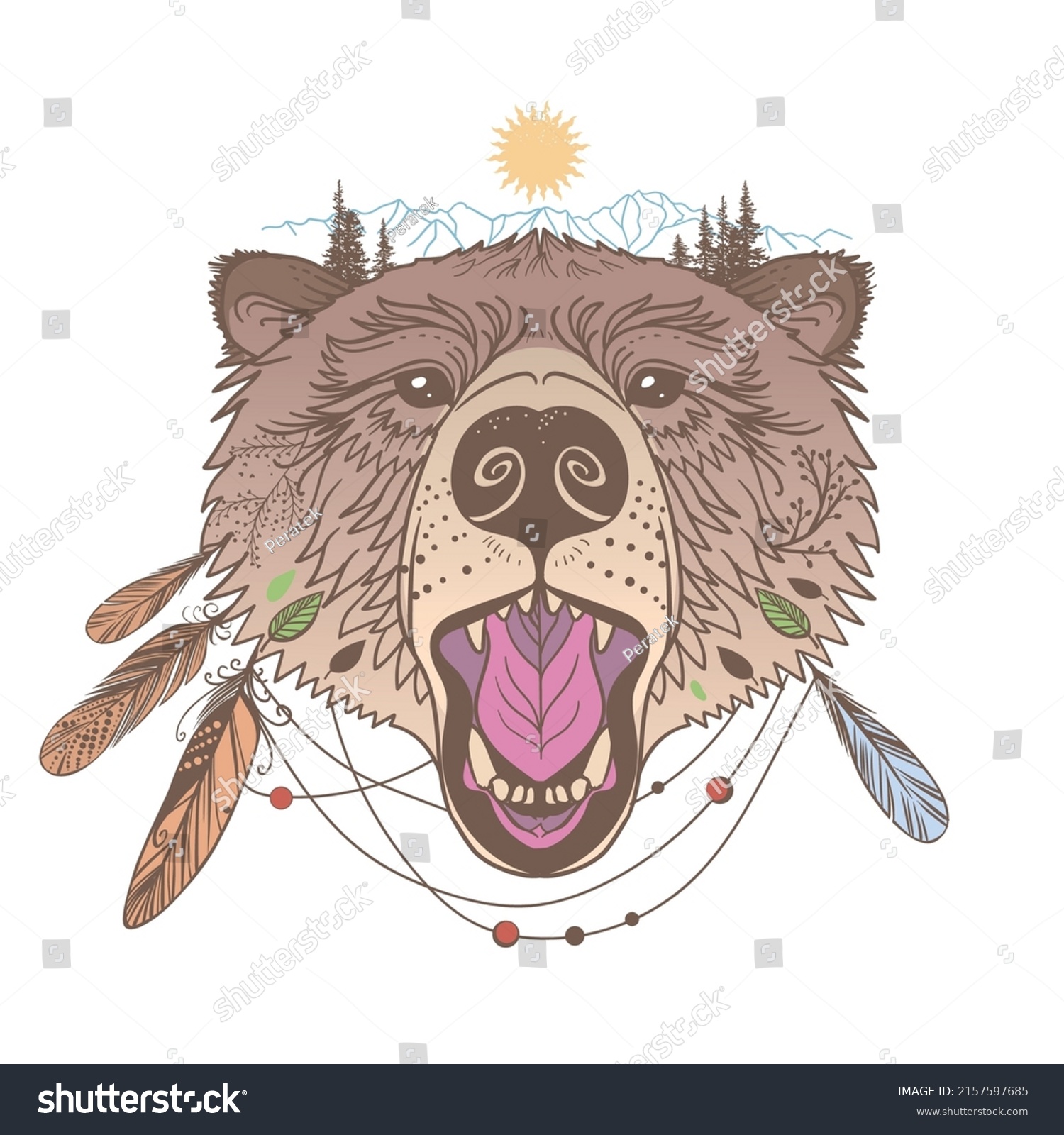 Roaring Bear Face Vector Illustration Stock Vector (Royalty Free ...