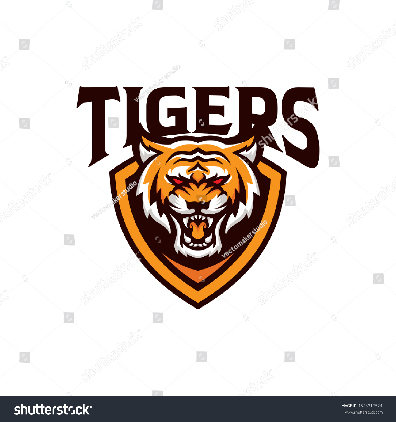 Roaring Tiger Logo Design Vector Illustration Stock Vector (Royalty ...