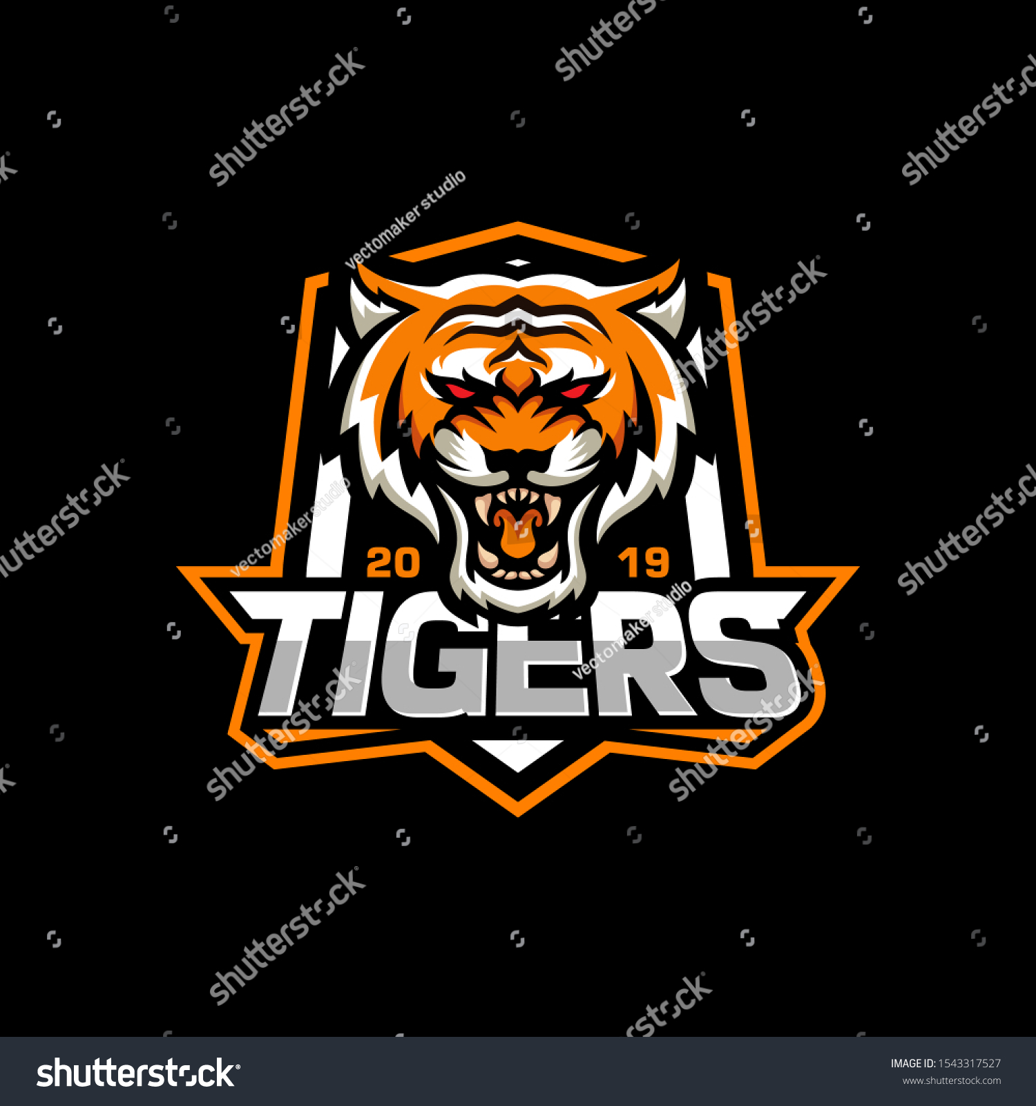 Roaring Tiger Logo Design Vector Illustration Stock Vector (Royalty ...