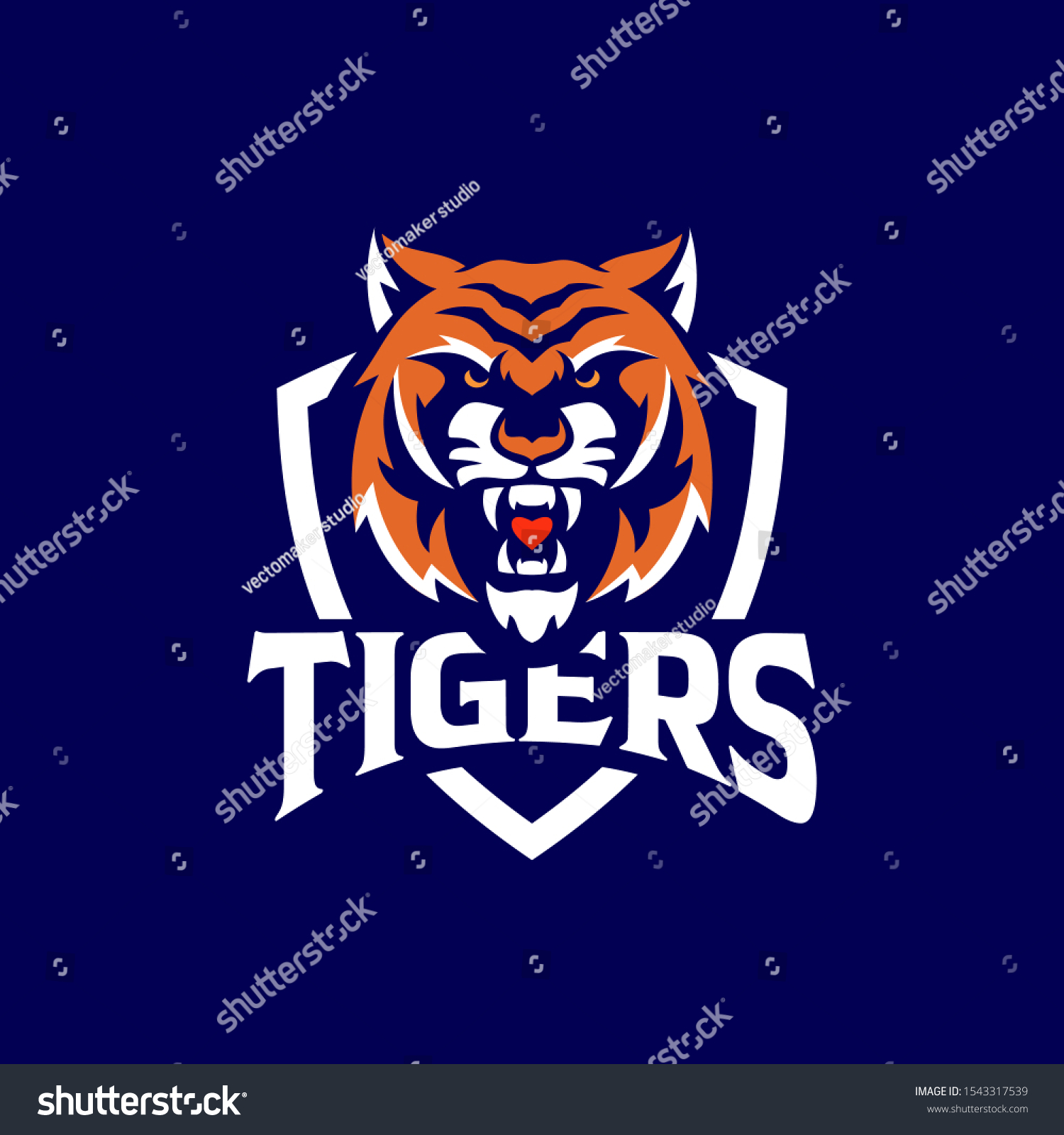 Roaring Tiger Logo Design Vector Illustration Stock Vector (Royalty ...