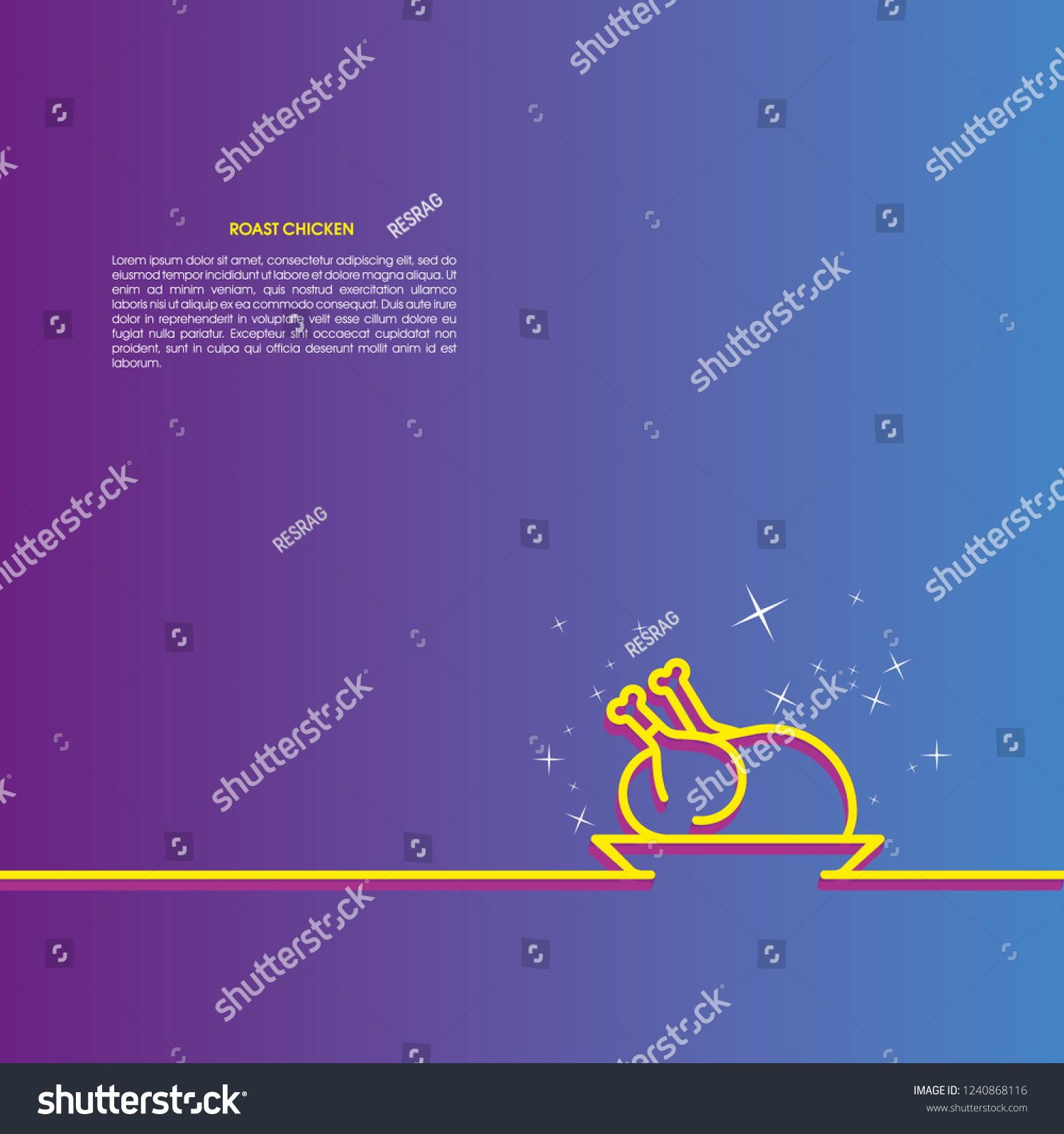 Roast Chicken Gradient Background Illustration Vector: vector de stock ...
