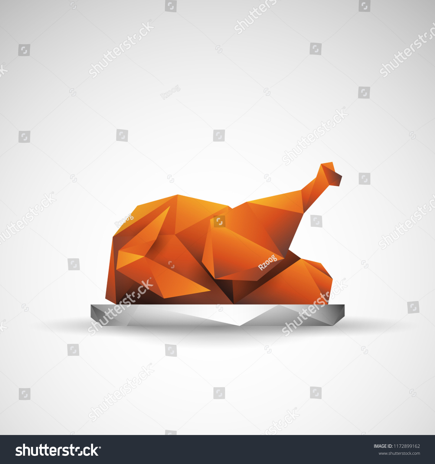 Roast Chicken Origami Isolated Vector Stock Vector (Royalty Free ...