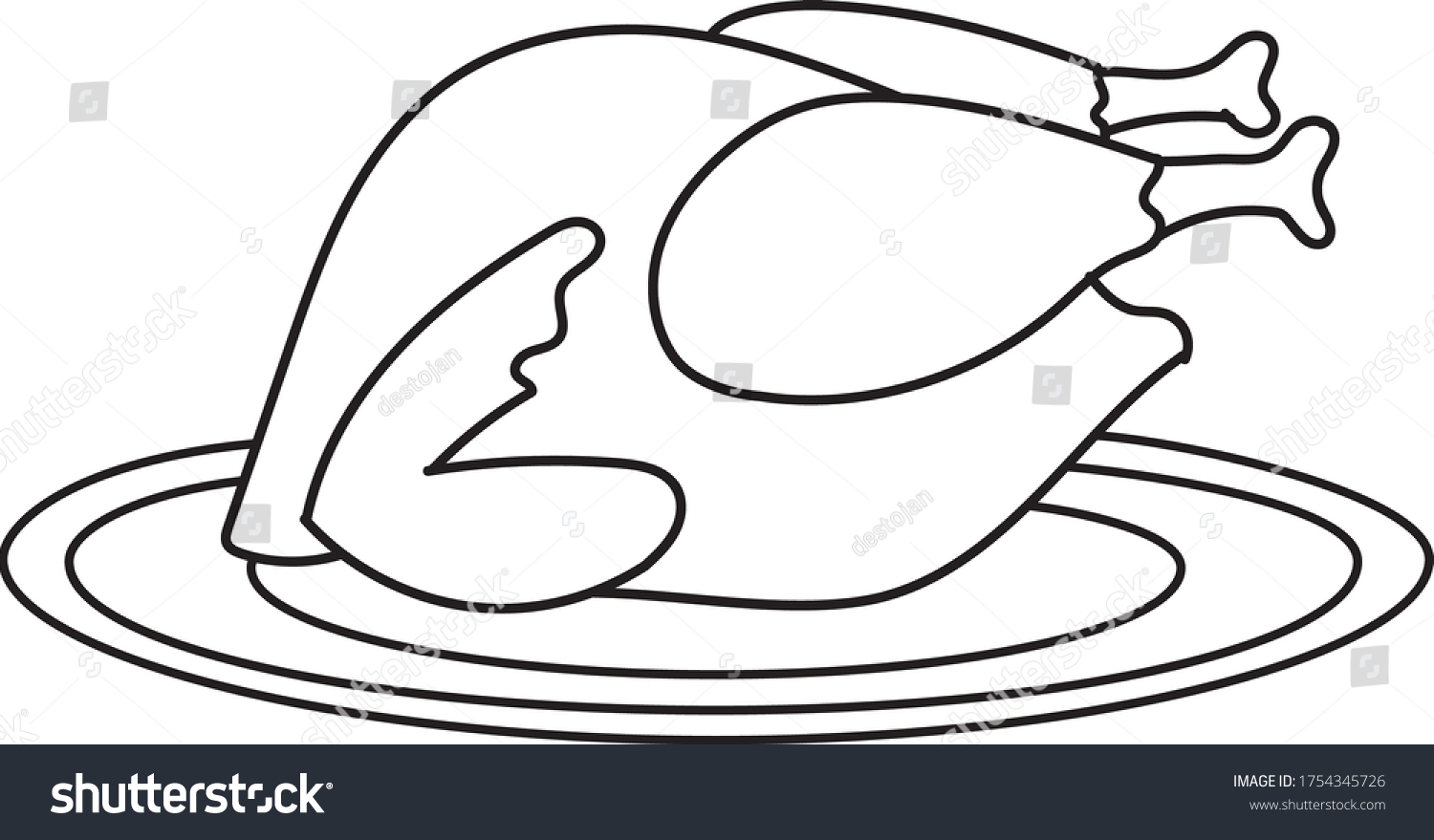 Roasted Chicken Vector Illustration Coloring Stock Vector (Royalty Free ...