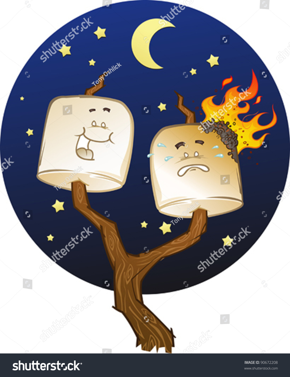 Roasting Marshmallow Cartoon Characters Stock Vector (Royalty Free ...