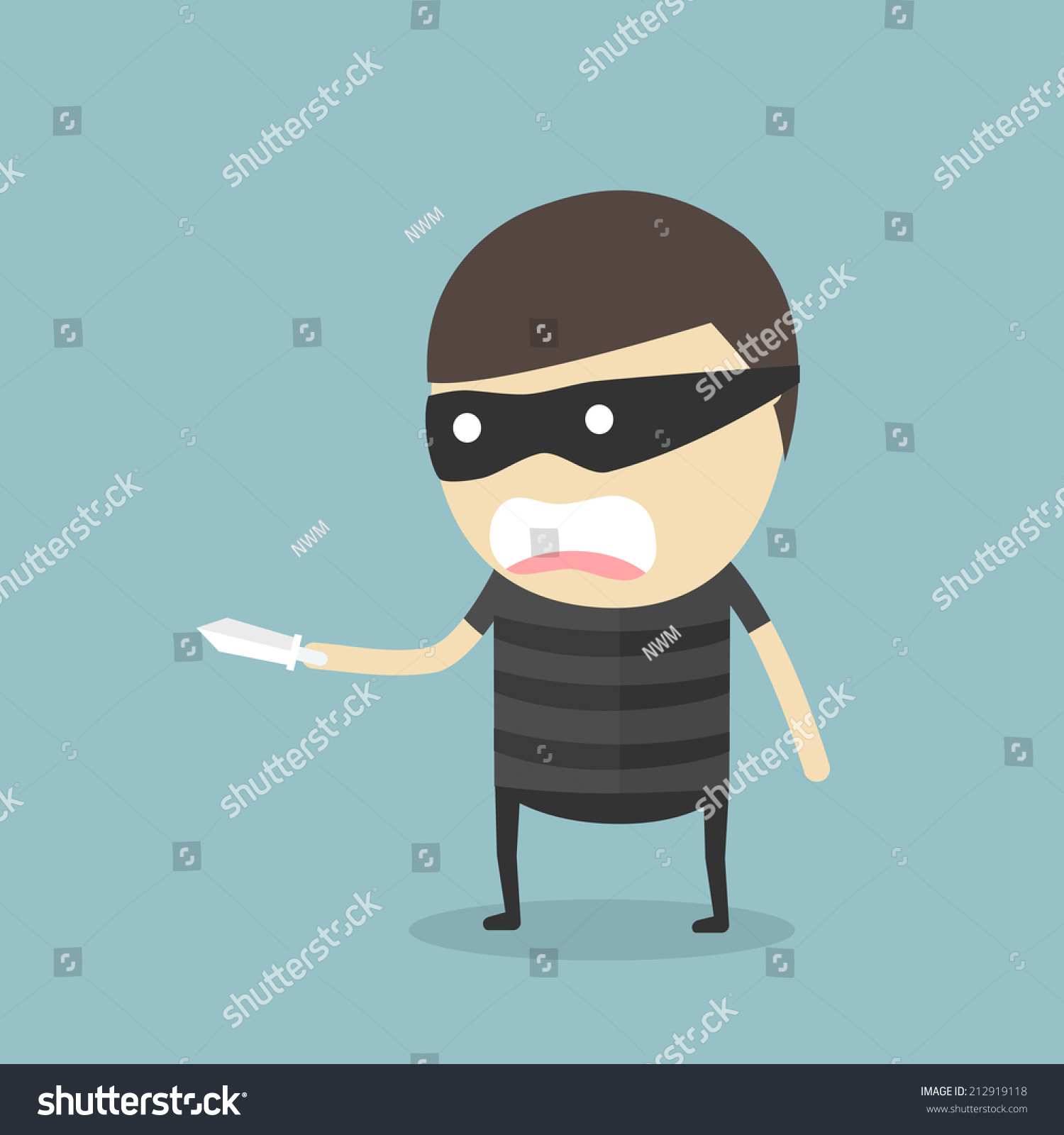 Robber Held Knife Cartoon Vector Illustration: vector de stock (libre ...