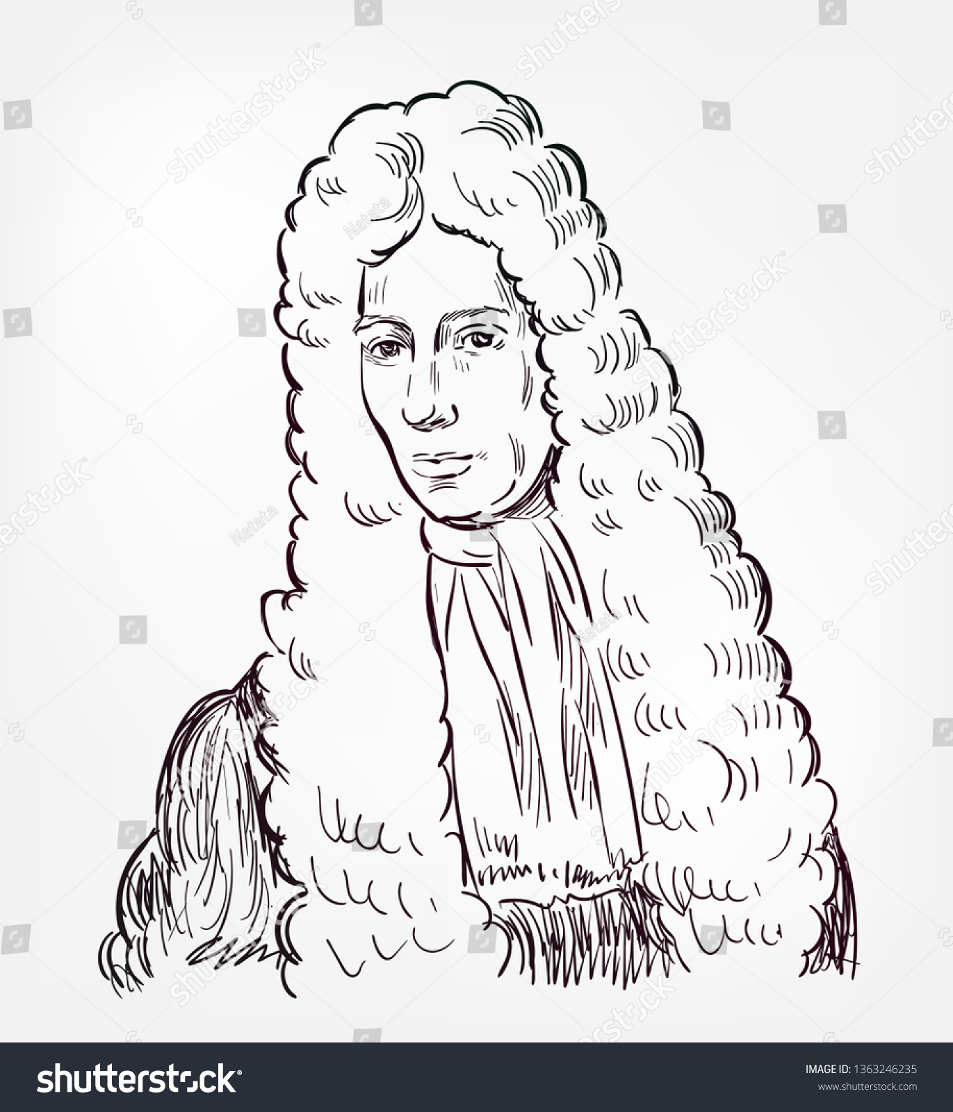 Robert Boyle Vector Sketch Portrait: vector de stock (libre de regalías ...