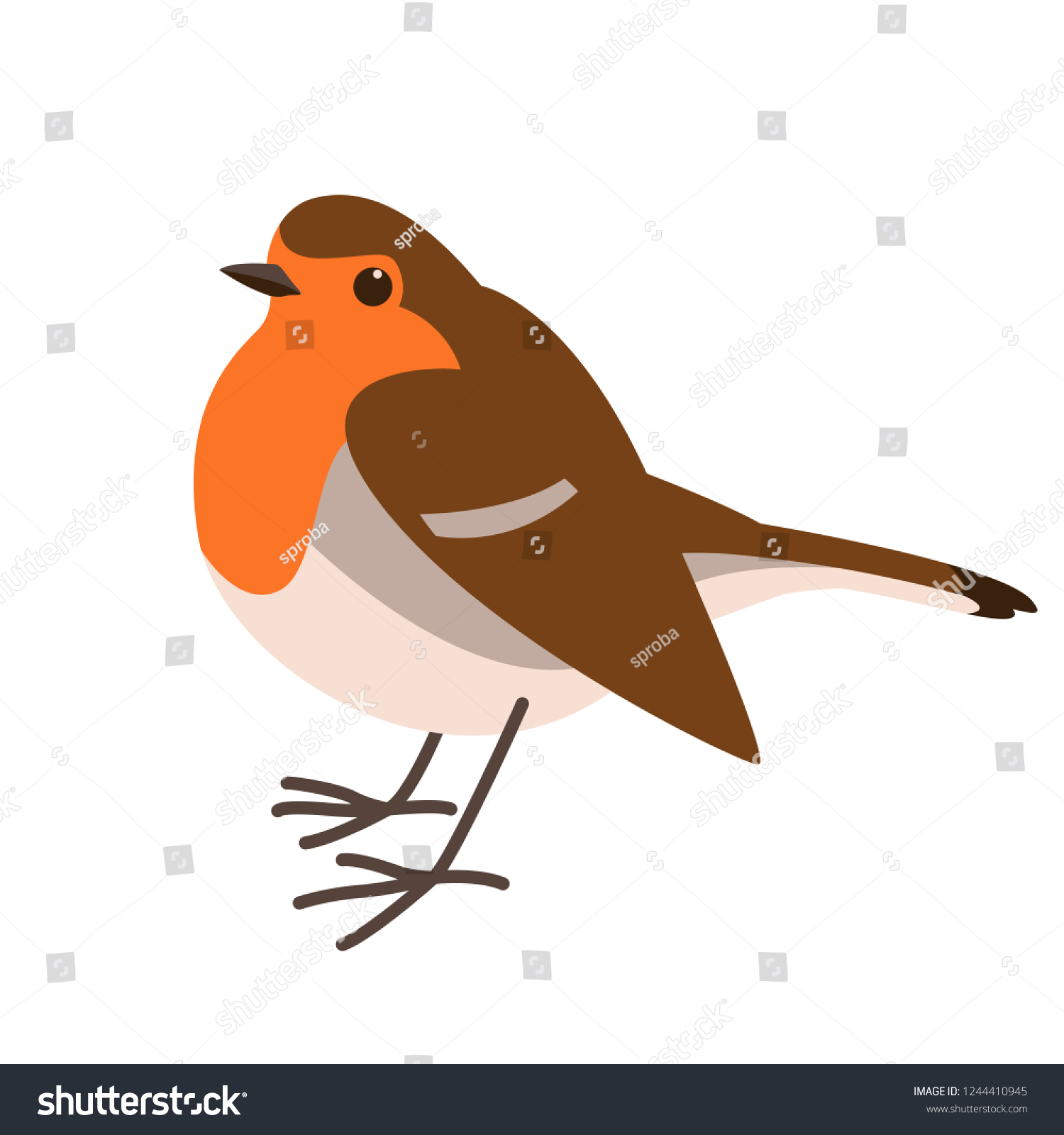 Robin Bird Vector Illustration Flat Style Stock Vector (Royalty Free ...