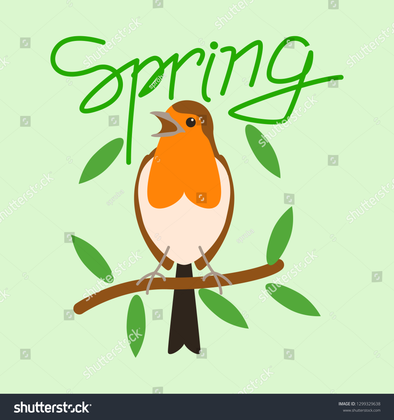 Robin Bird Vector Illustration Flat Style Stock Vector (Royalty Free ...