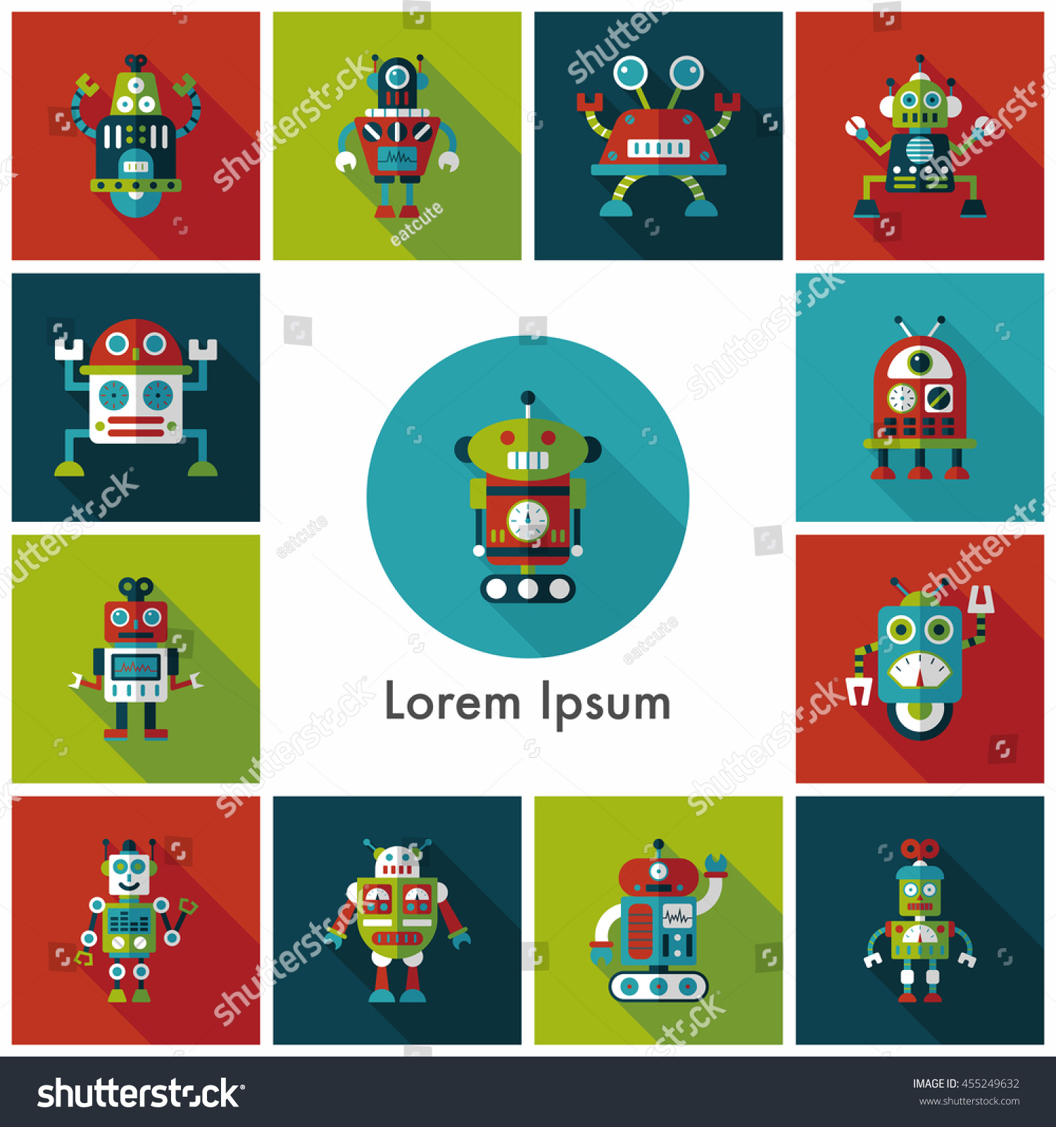 Robot Artificial Intelligence Icons Set Stock Vector (Royalty Free ...