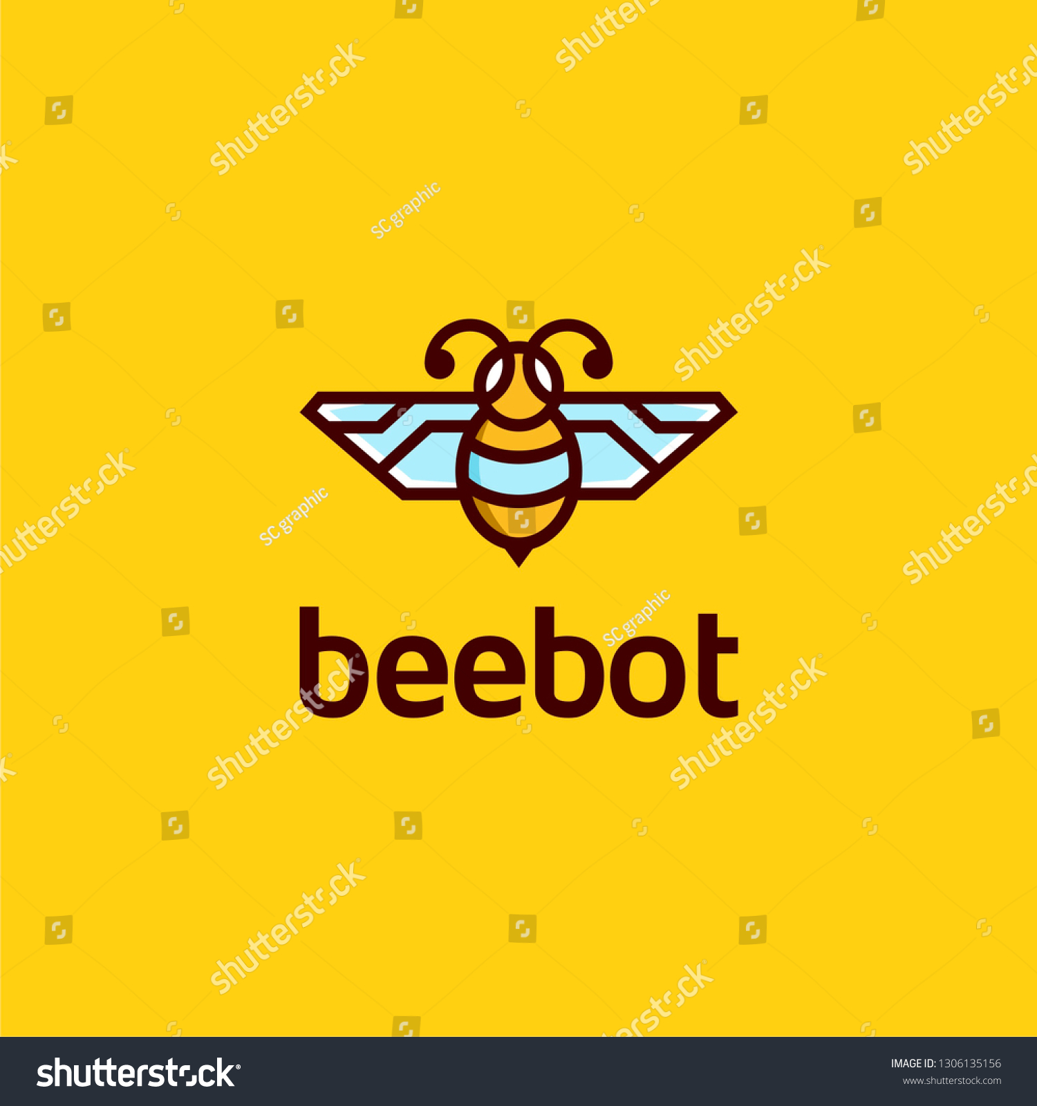 Robot Bee Logo Vector Illustration Stock Vector (Royalty Free) 1306135156