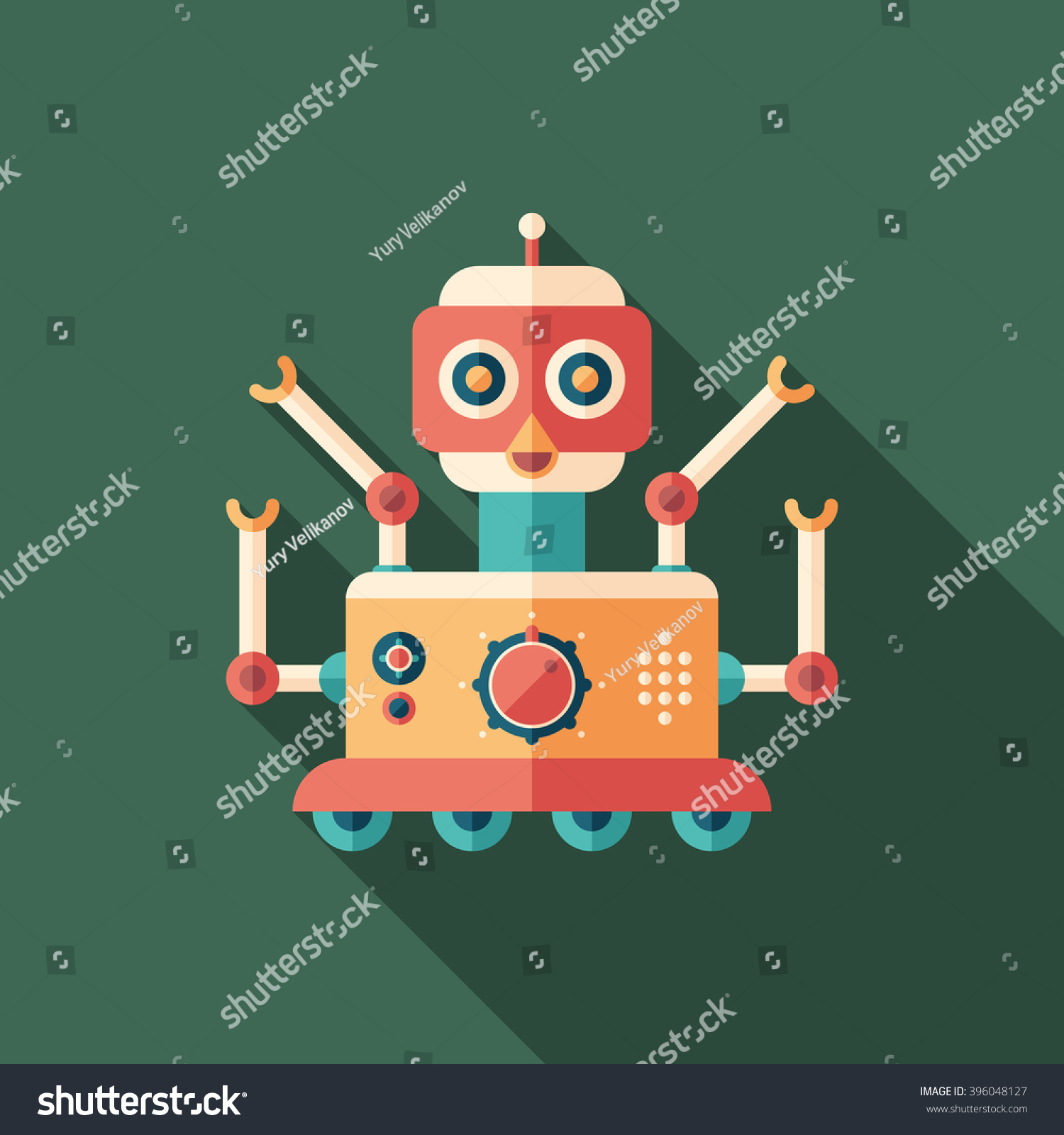 Robot Bird Flat Square Icon Long Stock Vector (Royalty Free) 396048127 ...