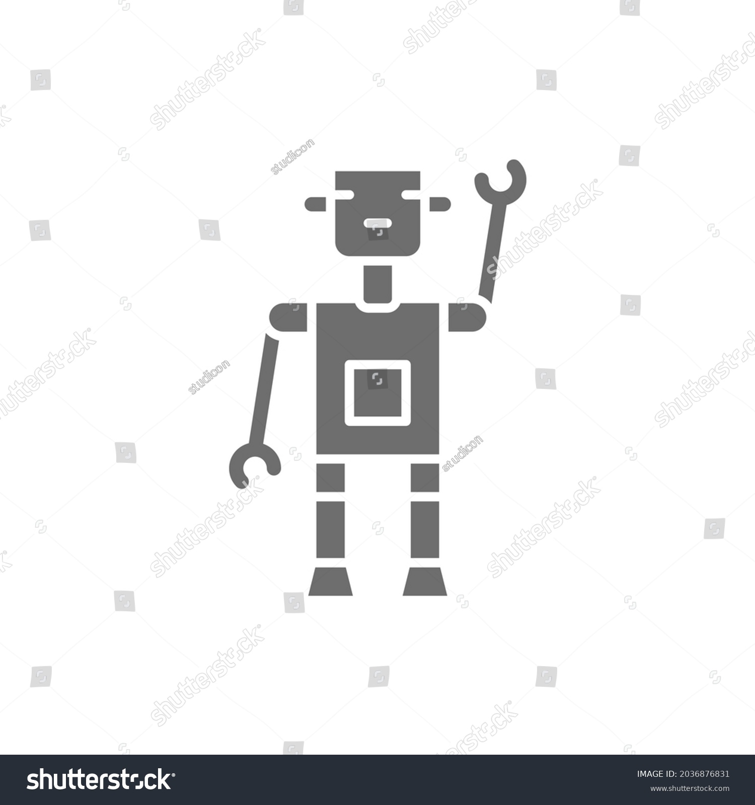 Robot Bot Chatbot Artificial Intelligence Grey Stock Vector (Royalty ...