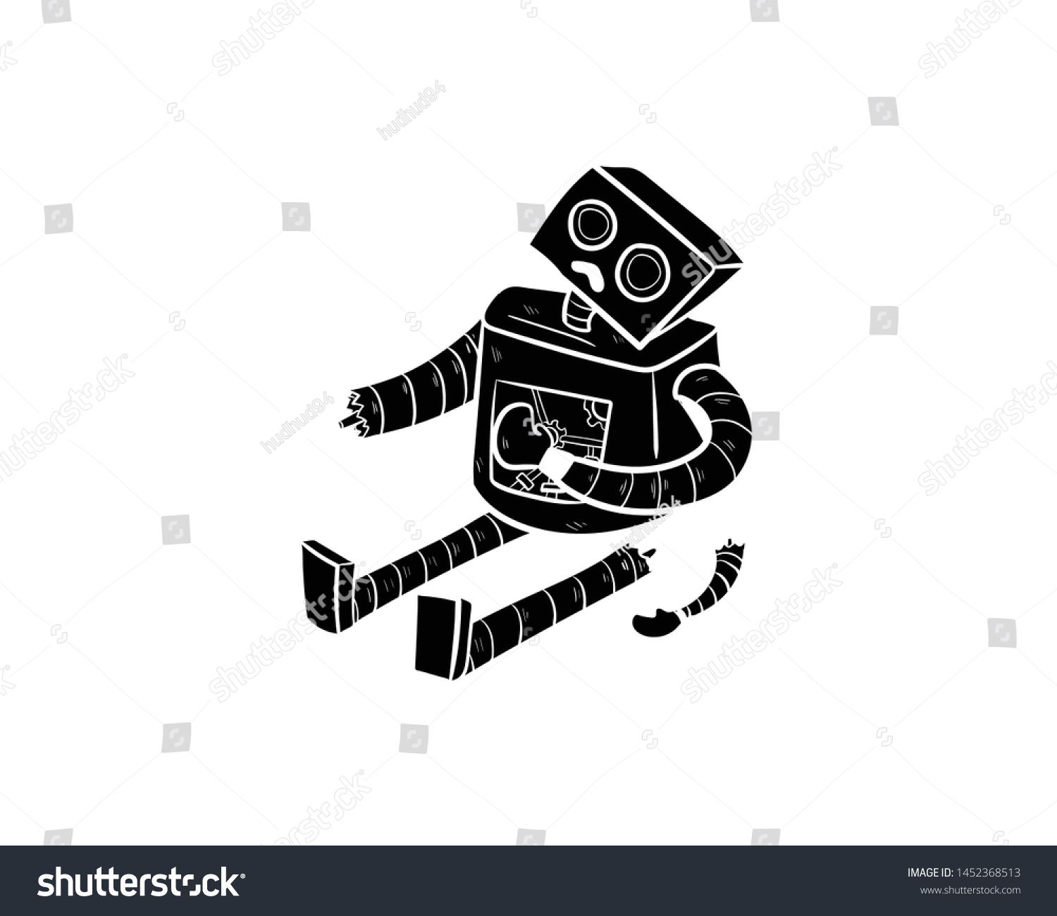 Robot Broken Vector Hand Drawing Stock Vector (Royalty Free) 1452368513