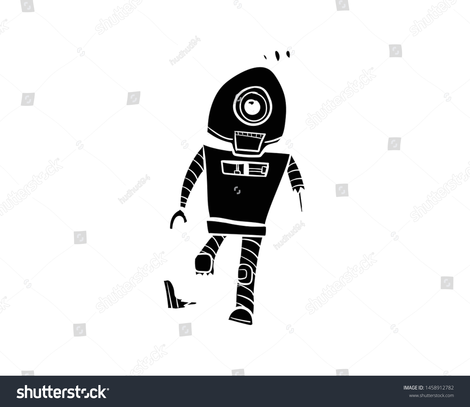 Robot Broken Vector Hand Drawing Stock Vector (Royalty Free) 1458912782