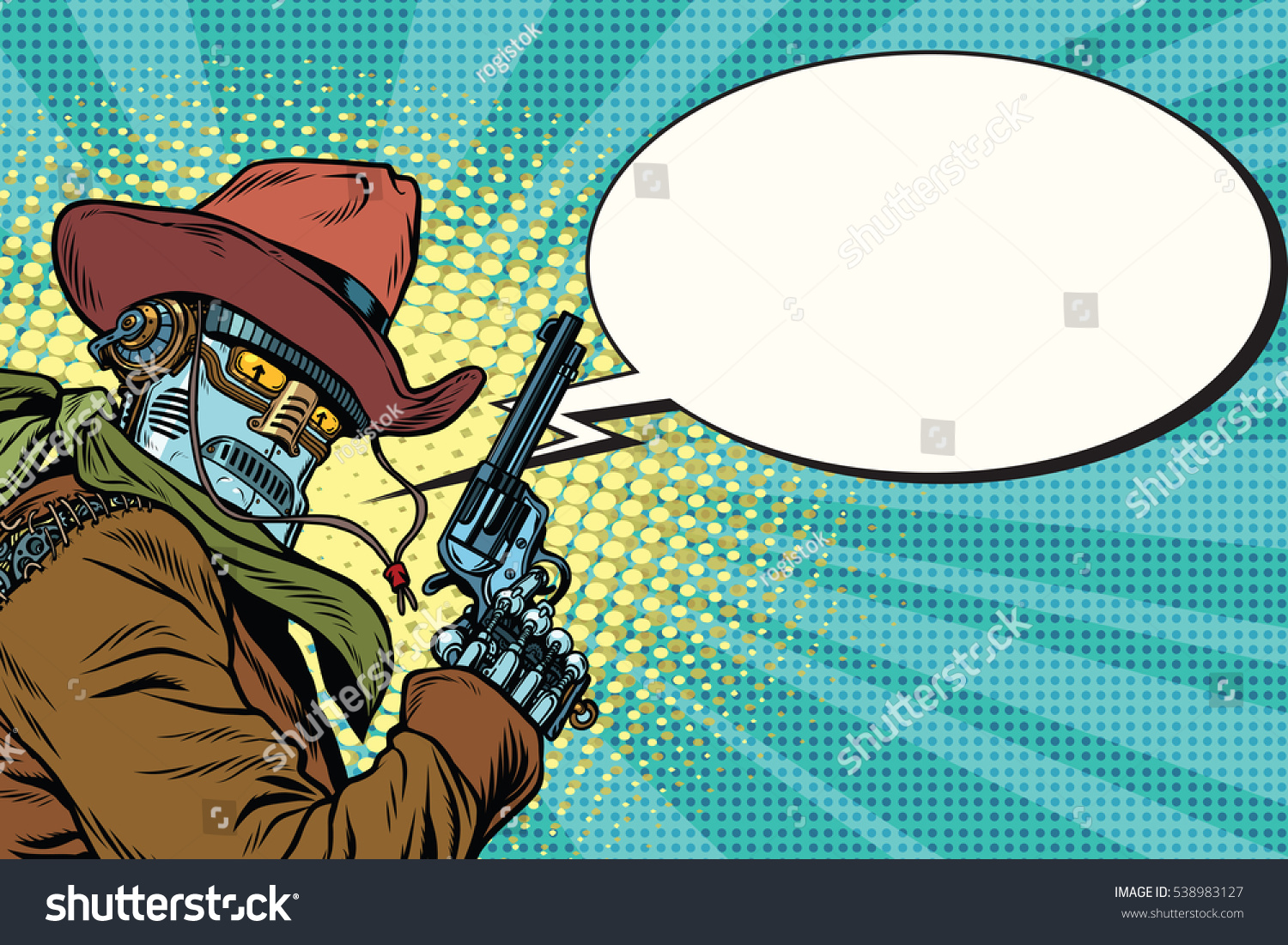 Robot Cowboy Wild West Comic Book Stock Vector (Royalty Free) 538983127