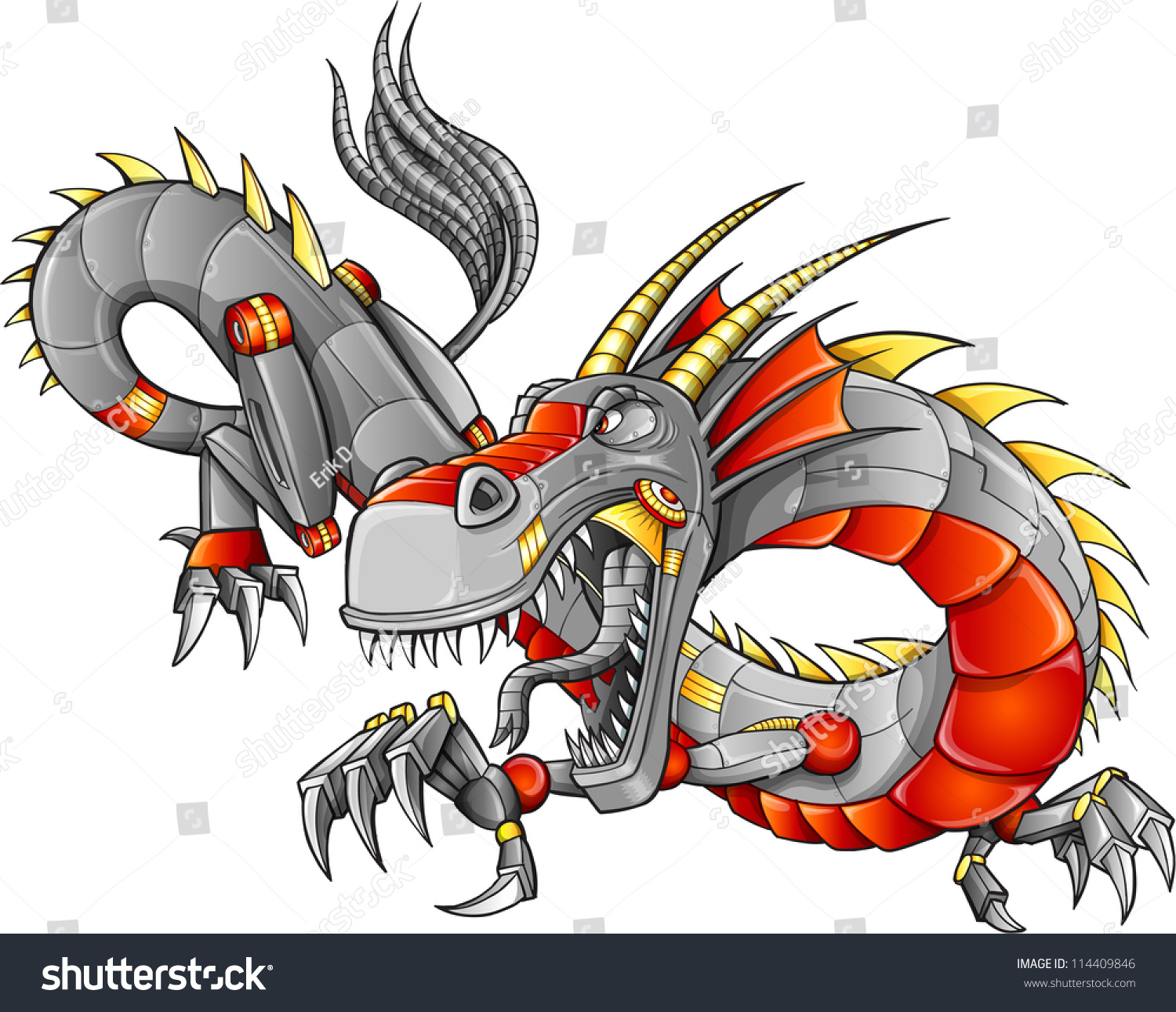 Robot Cyborg Dragon Vector Illustration Art Stock Vector (Royalty Free ...