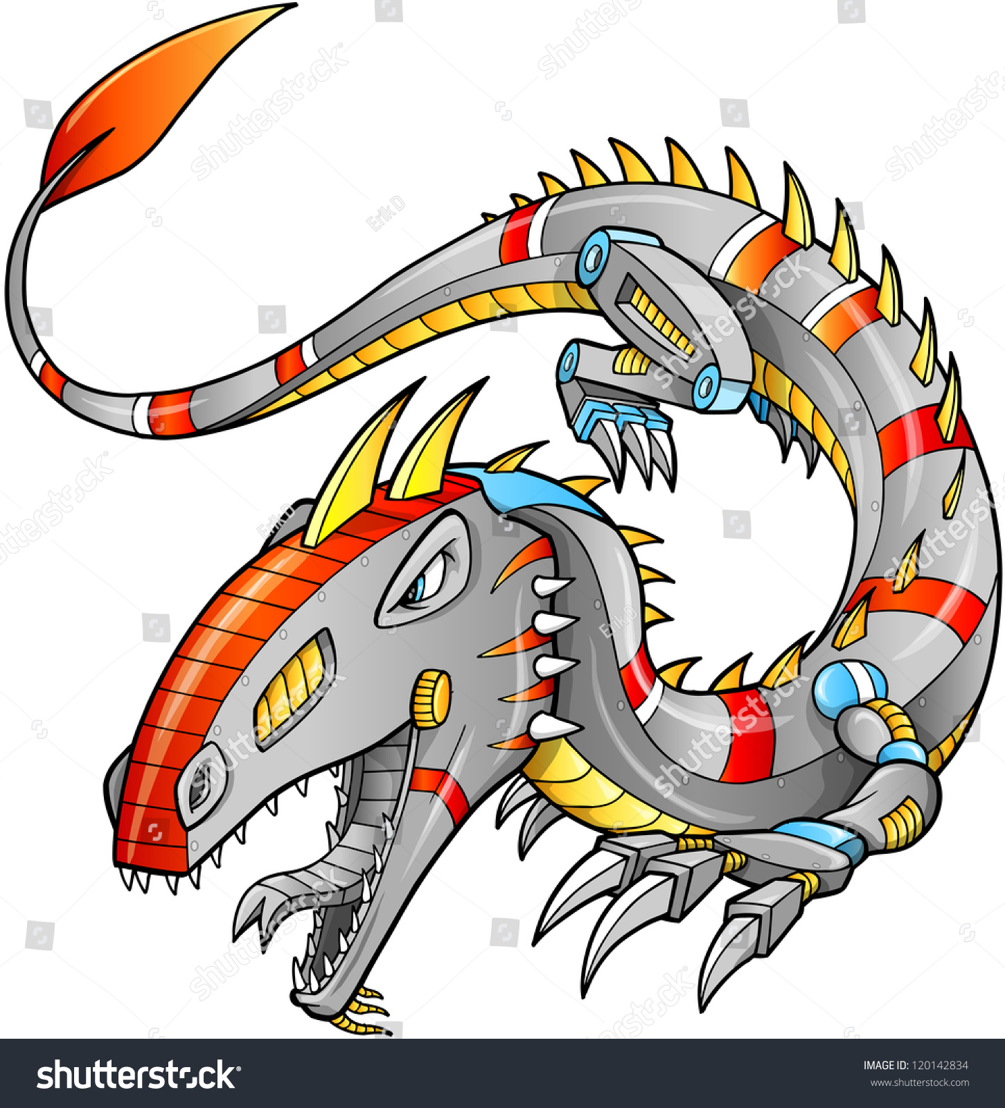 Robot Cyborg Dragon Vector Illustration Art Stock Vector 120142834 ...