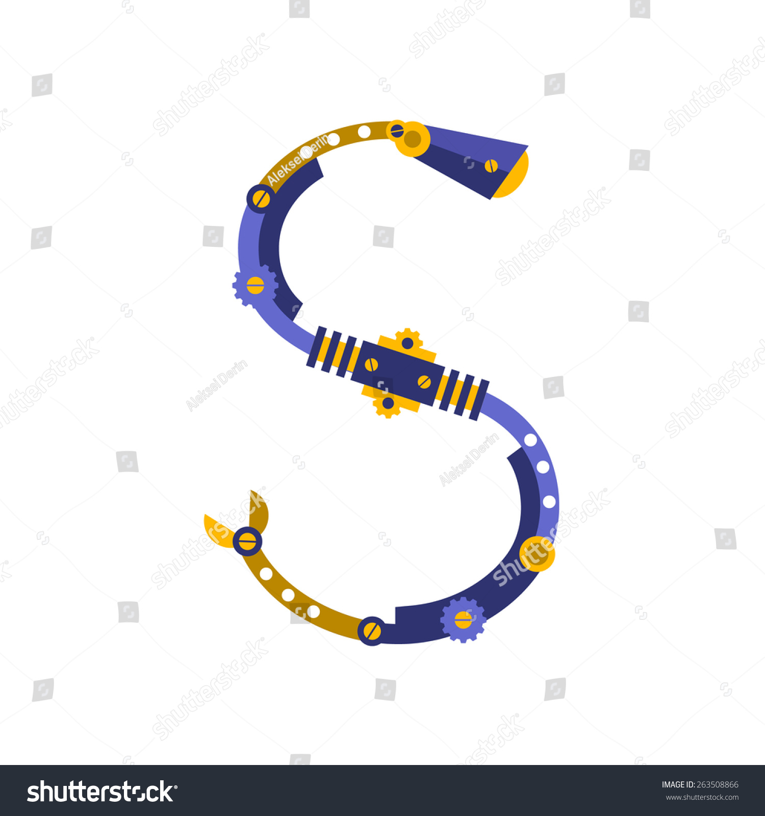 Robot Font Vector Letter S: vector de stock (libre de regalías) 263508866
