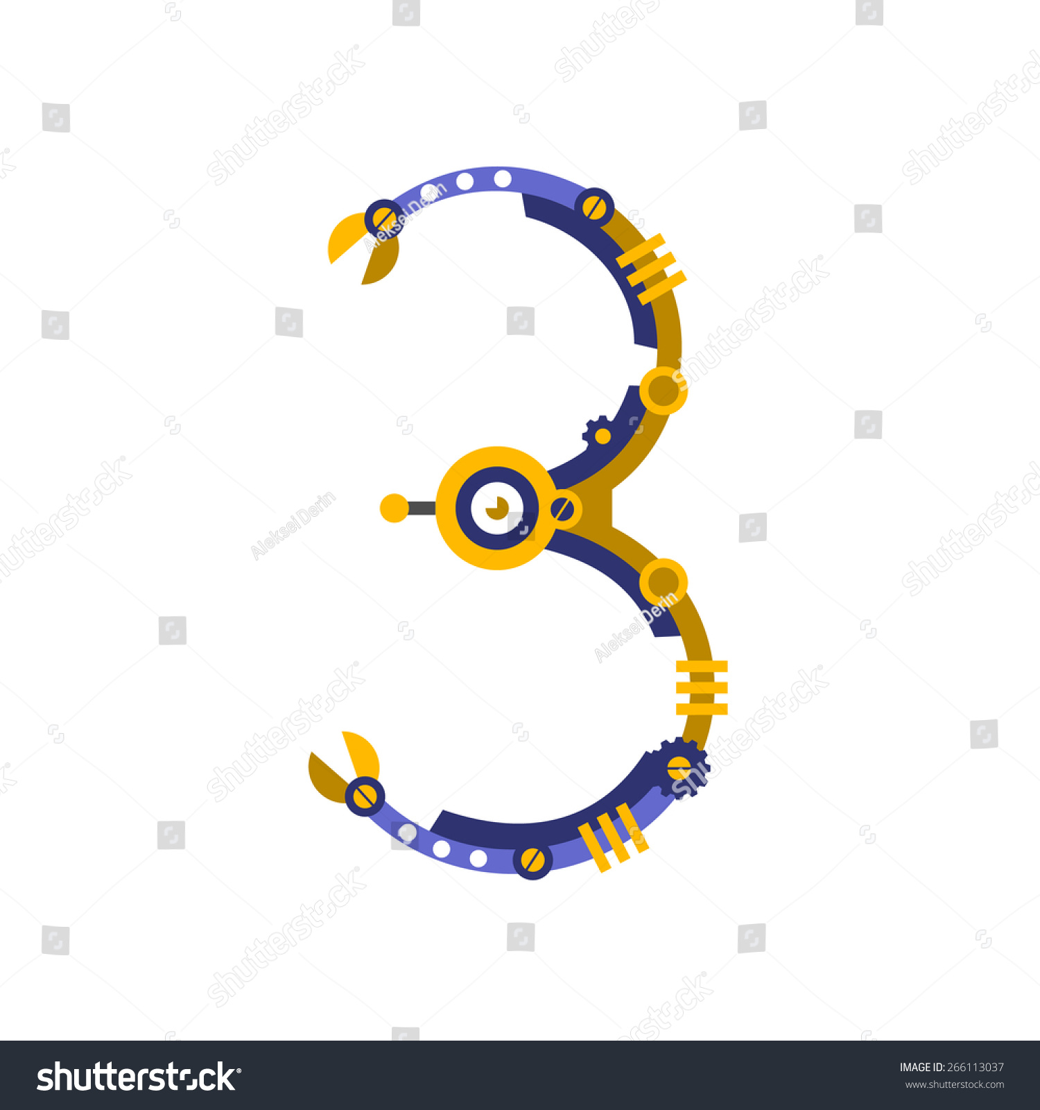 Vektor Stok Robot Font Vector Number 3 (Tanpa Royalti) 266113037 ...