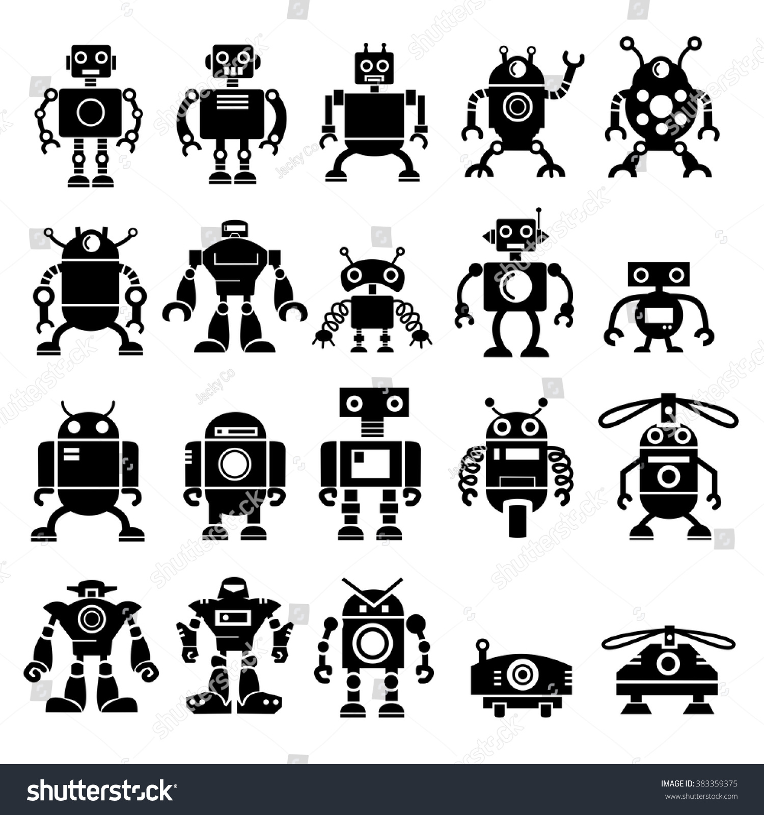 Robot Icons Stock Vector (Royalty Free) 383359375