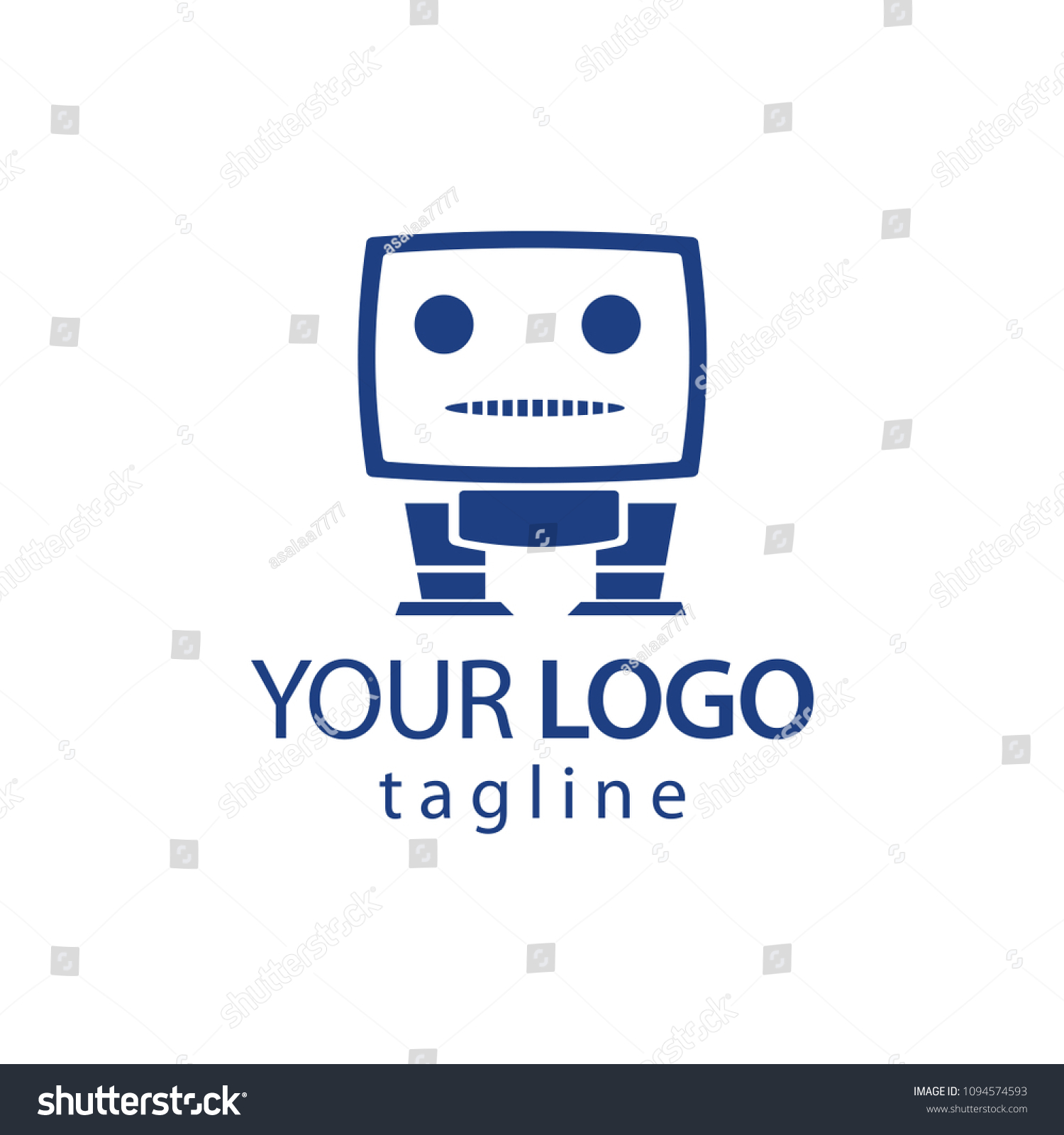 Robot Logo Design Blue Robot Stock Vector (Royalty Free) 1094574593 ...