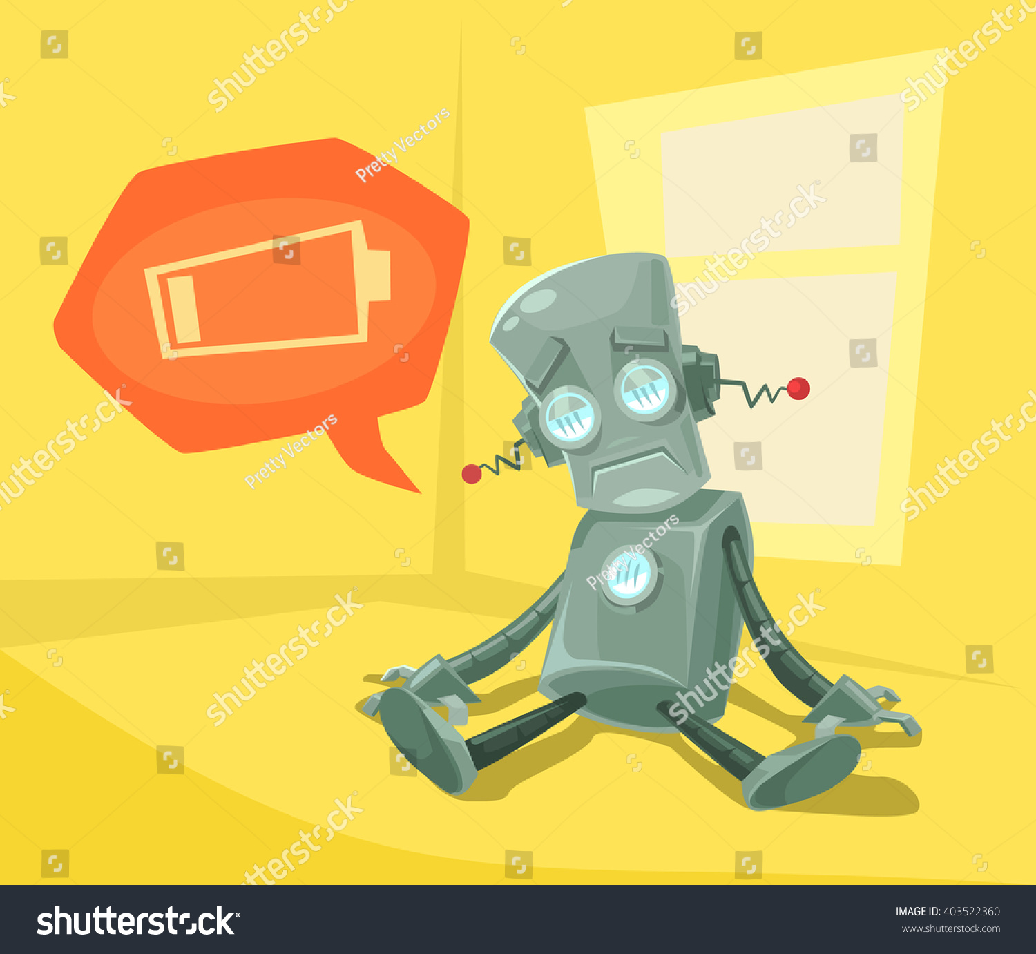 Robot Low Battery Vector Flat Cartoon Stock Vector (Royalty Free) 403522360