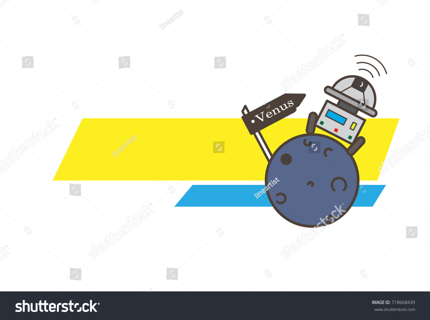 Robot On Venus Planet Vector Illustration Stock Vector (Royalty Free ...
